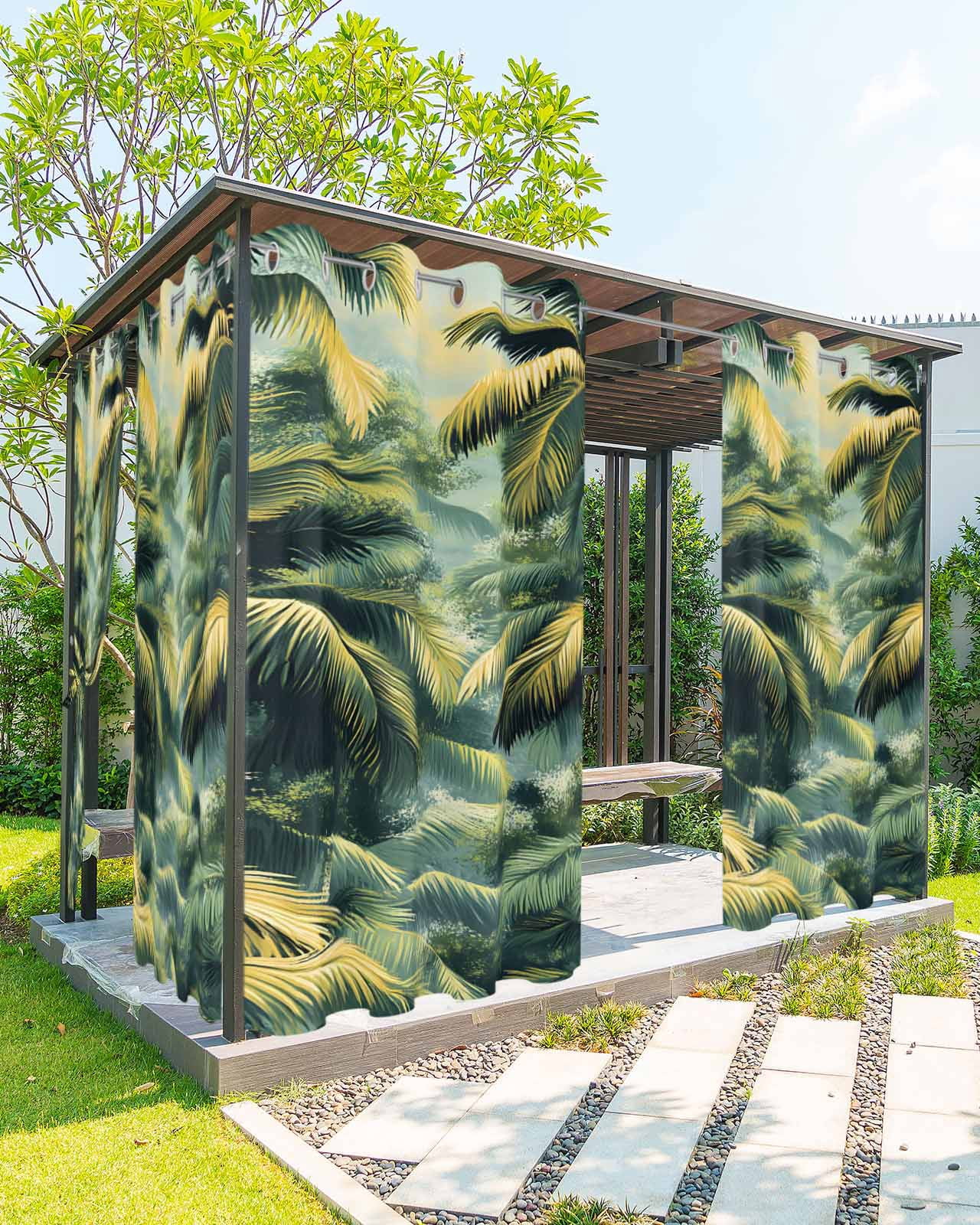 nqOlkjepod Outdoor Curtains for Patio Waterproof, Summer Palm Tree ...