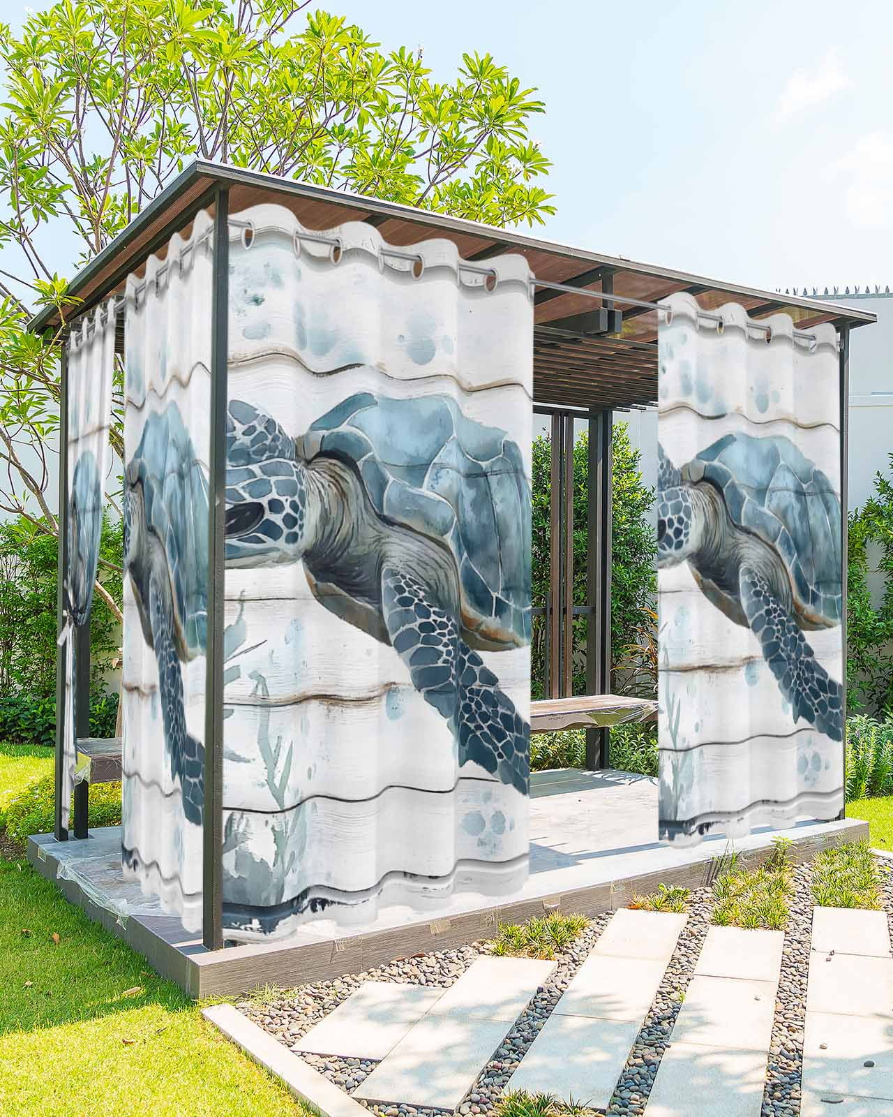 nqOlkjepod Outdoor Curtains for Patio Waterproof, Summer Sea Turtle ...