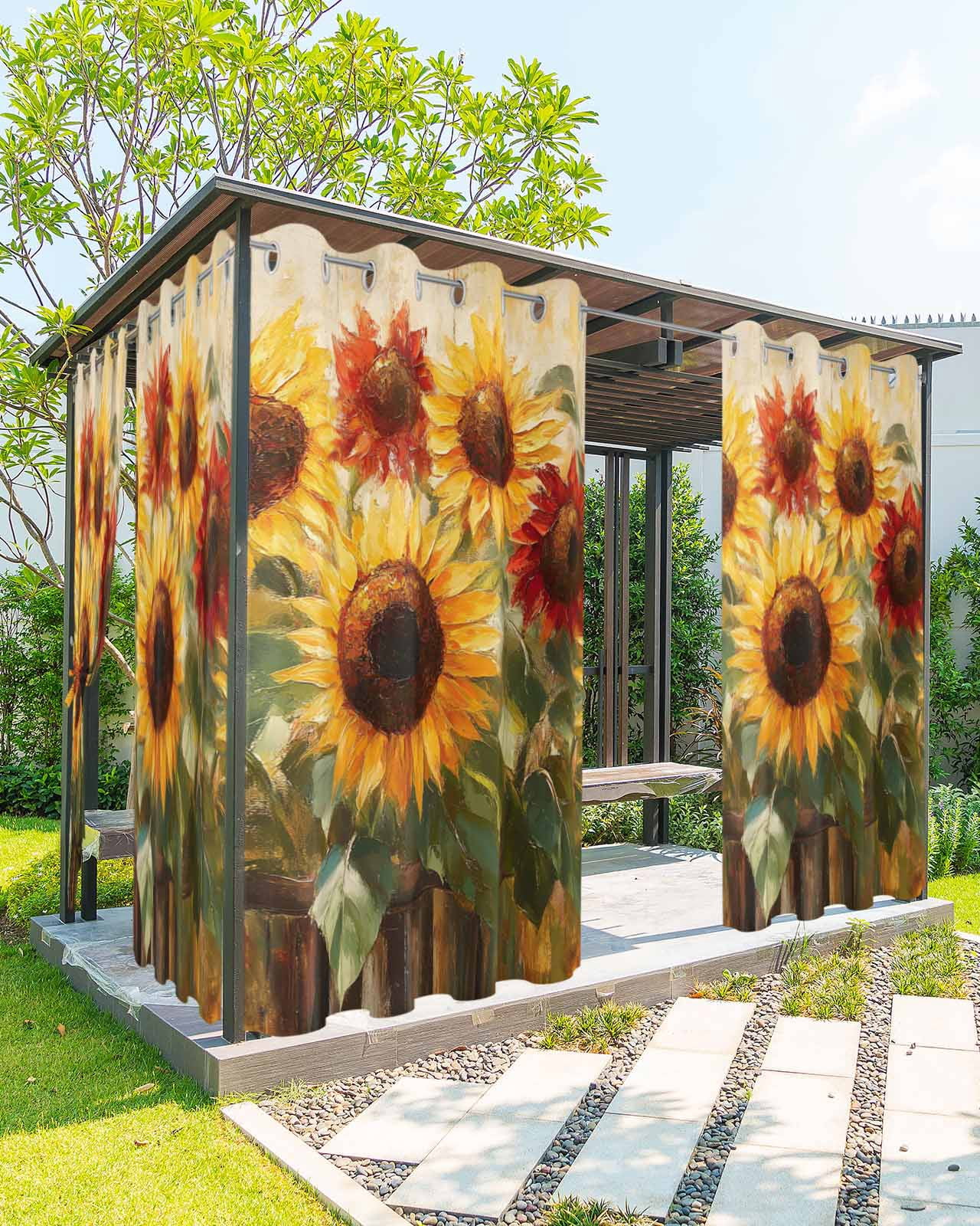 nqOlkjepod Outdoor Curtains for Patio Waterproof, Summer Sunflowers ...