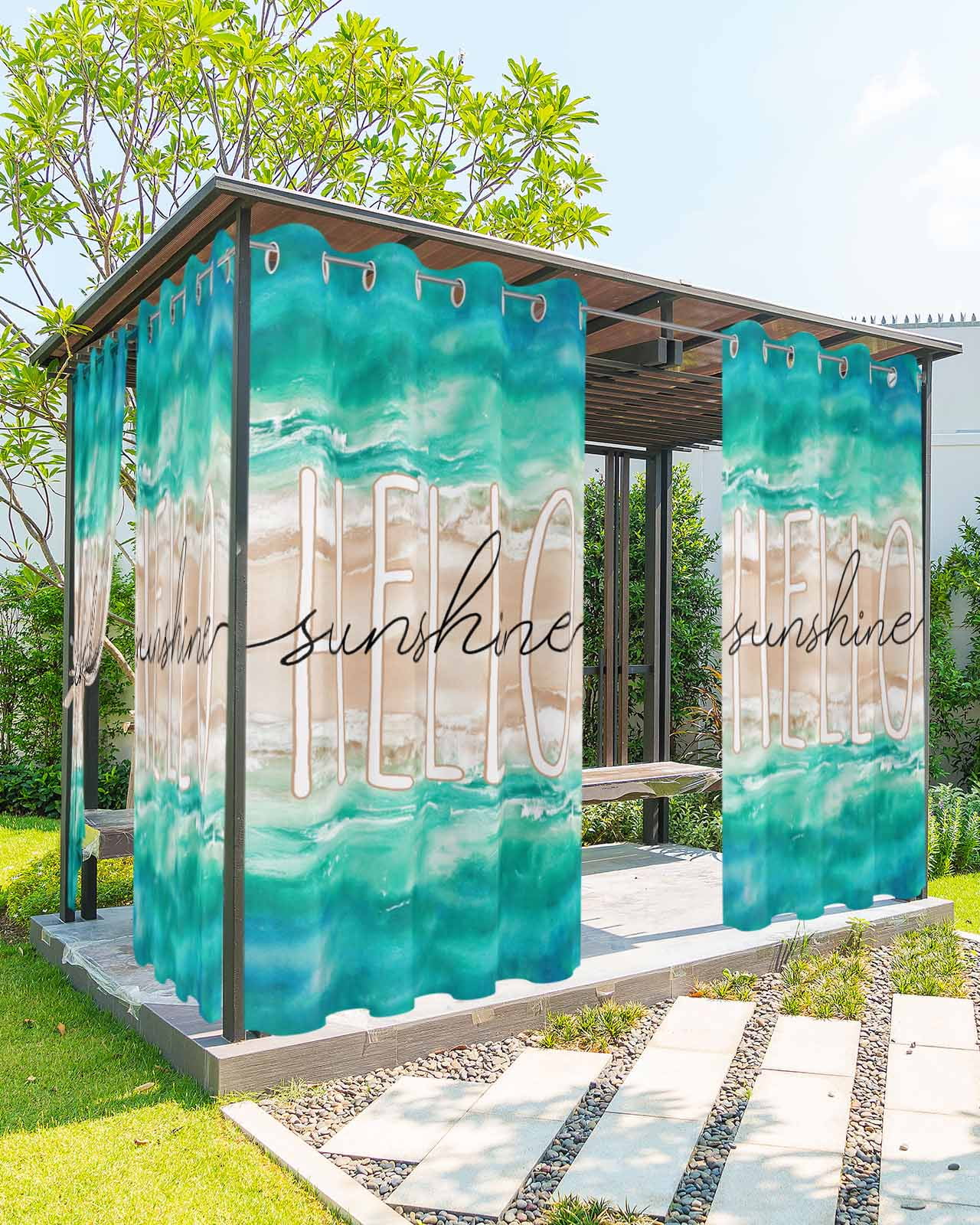 nqOlkjepod Outdoor Curtains for Patio Waterproof, Summer Turquoise ...