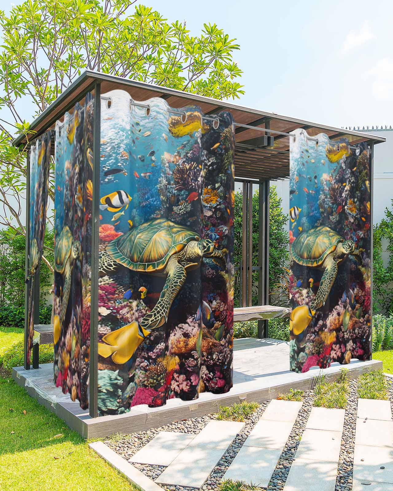 nqOlkjepod Outdoor Curtains for Patio Waterproof, Summer Turtle Outdoor ...