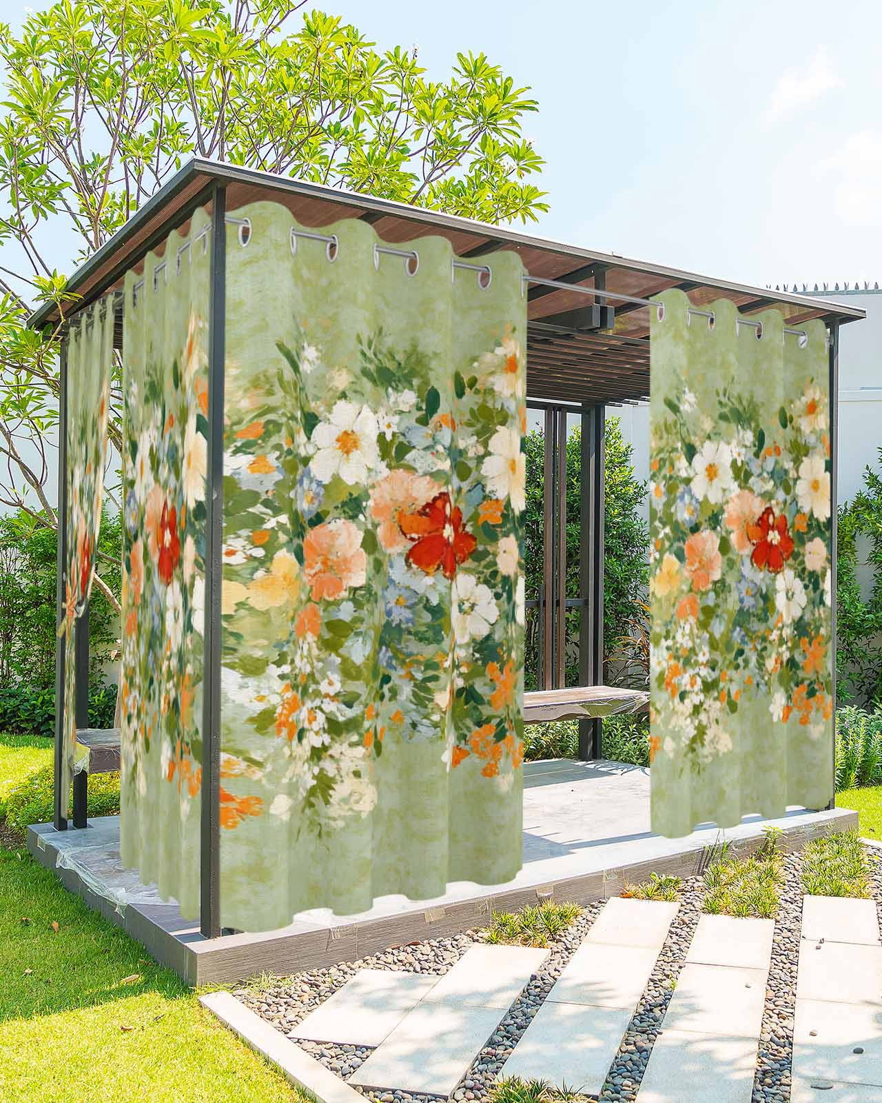 nqOlkjepod Outdoor Curtains for Patio Waterproof, Summer Wildflowers ...