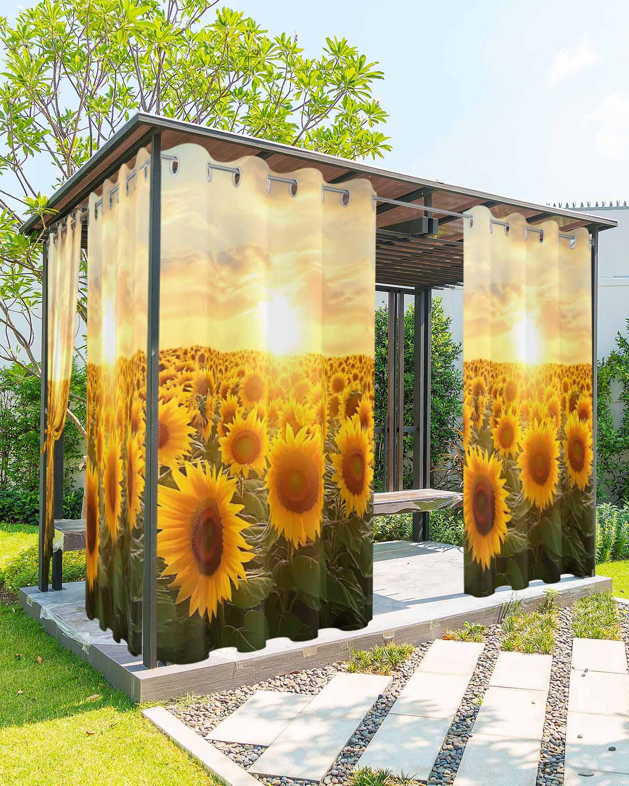 nqOlkjepod Outdoor Curtains for Patio Waterproof, Sunflower Field ...
