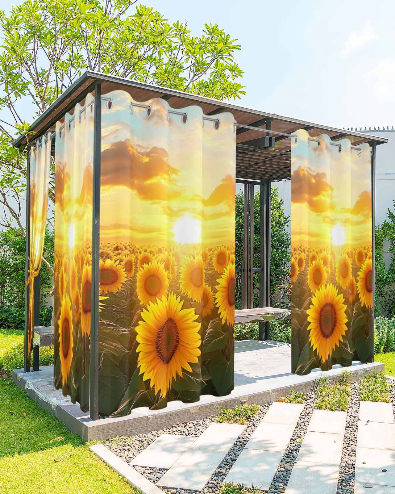 nqOlkjepod Outdoor Curtains for Patio Waterproof, Sunflower Field ...