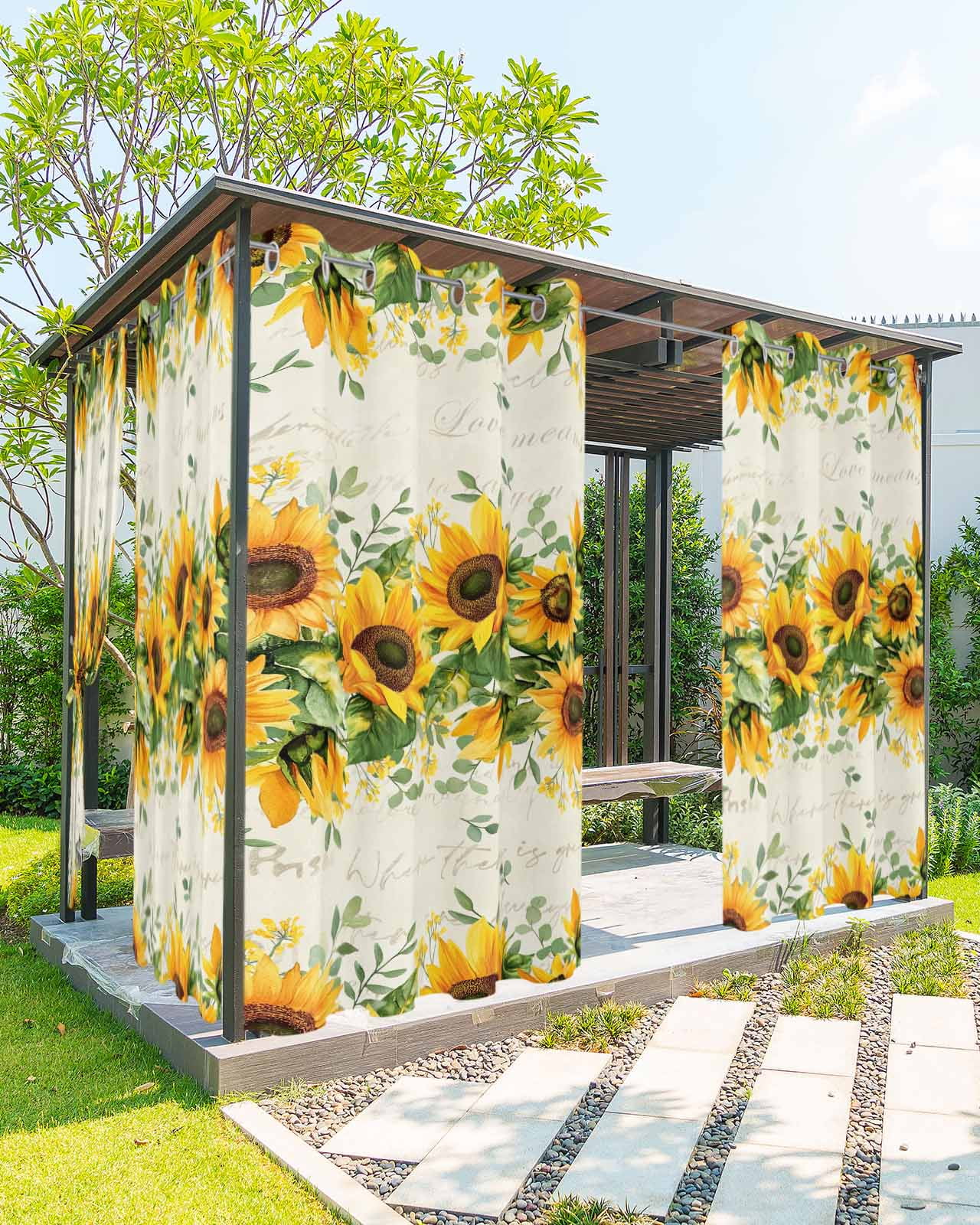 nqOlkjepod Outdoor Curtains for Patio Waterproof, Sunflower Outdoor ...