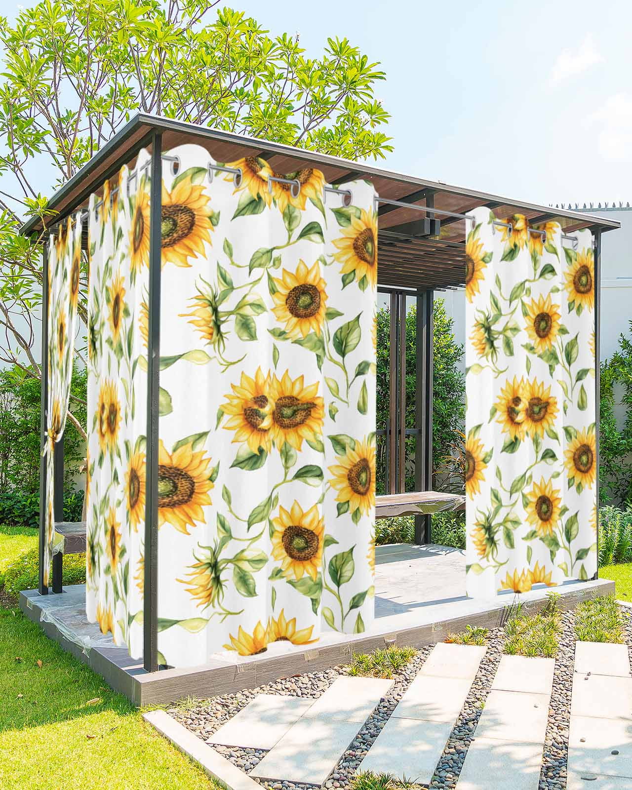 nqOlkjepod Outdoor Curtains for Patio Waterproof, Sunflower Outdoor ...