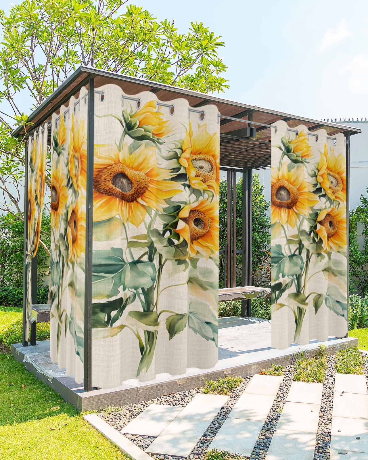 nqOlkjepod Outdoor Curtains for Patio Waterproof, Sunflower Outdoor ...