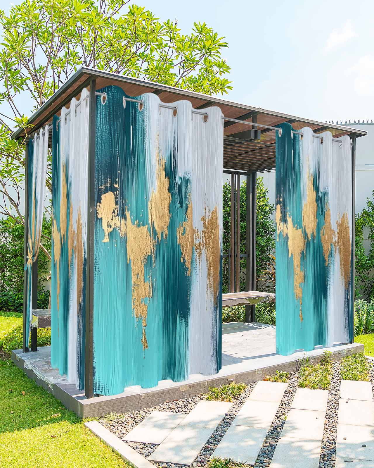 nqOlkjepod Outdoor Curtains for Patio Waterproof, Teal Blue Outdoor ...