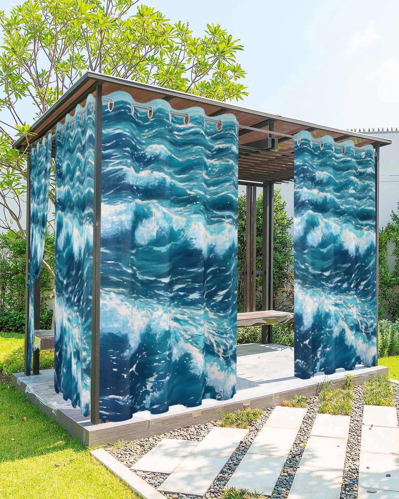 nqOlkjepod Outdoor Curtains for Patio Waterproof, Teal Coastal Outdoor ...