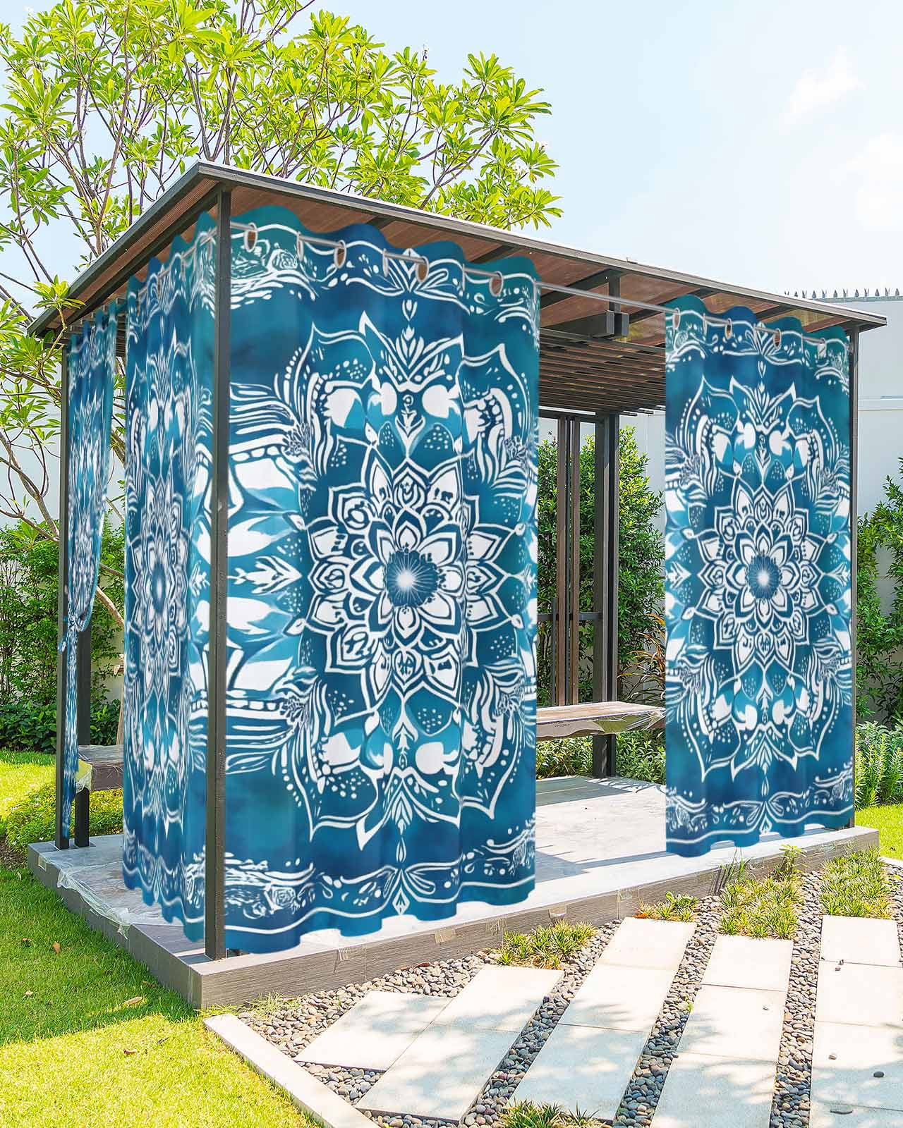 nqOlkjepod Outdoor Curtains for Patio Waterproof, Teal Green Boho ...