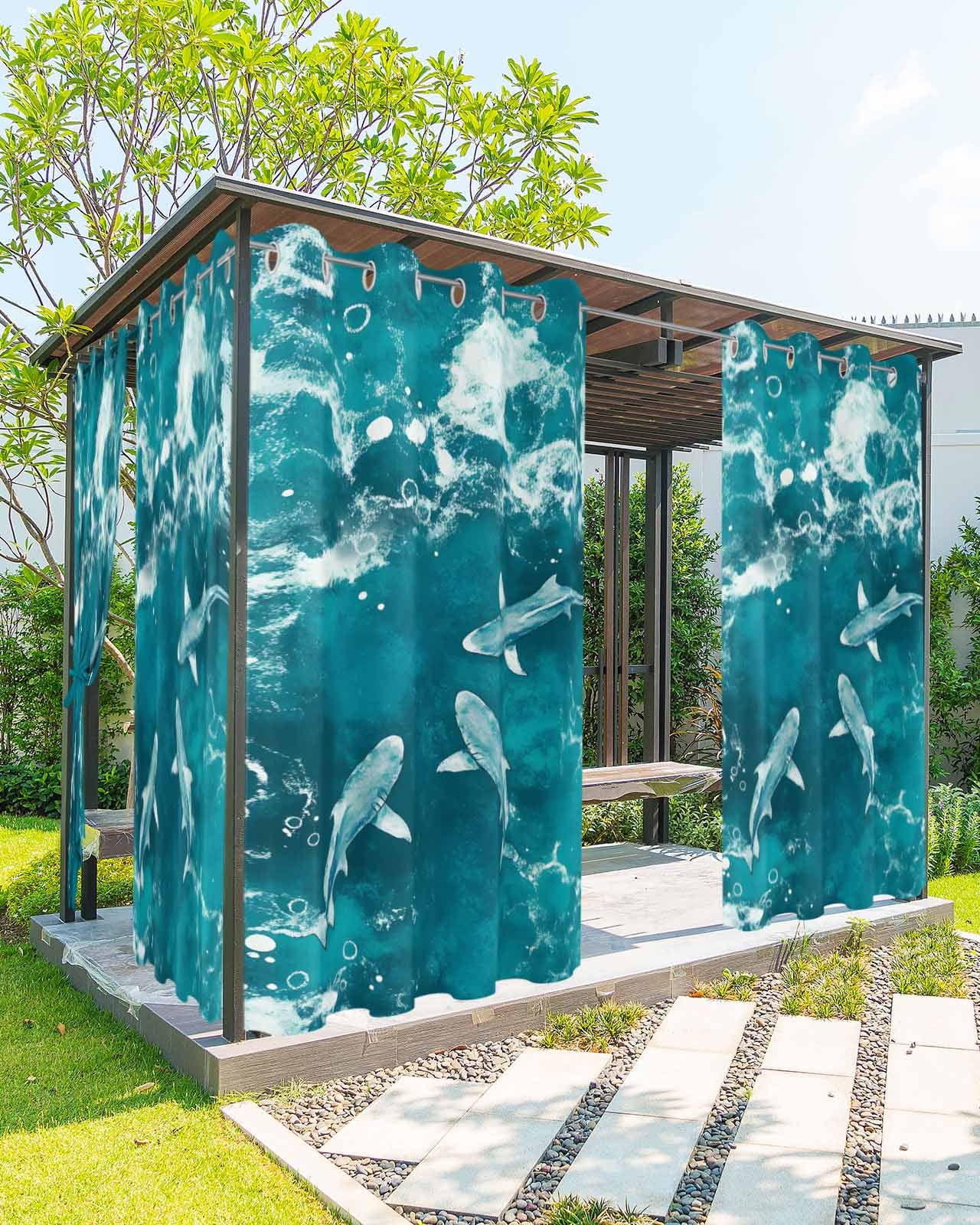 nqOlkjepod Outdoor Curtains for Patio Waterproof, Teal Green Ocean ...