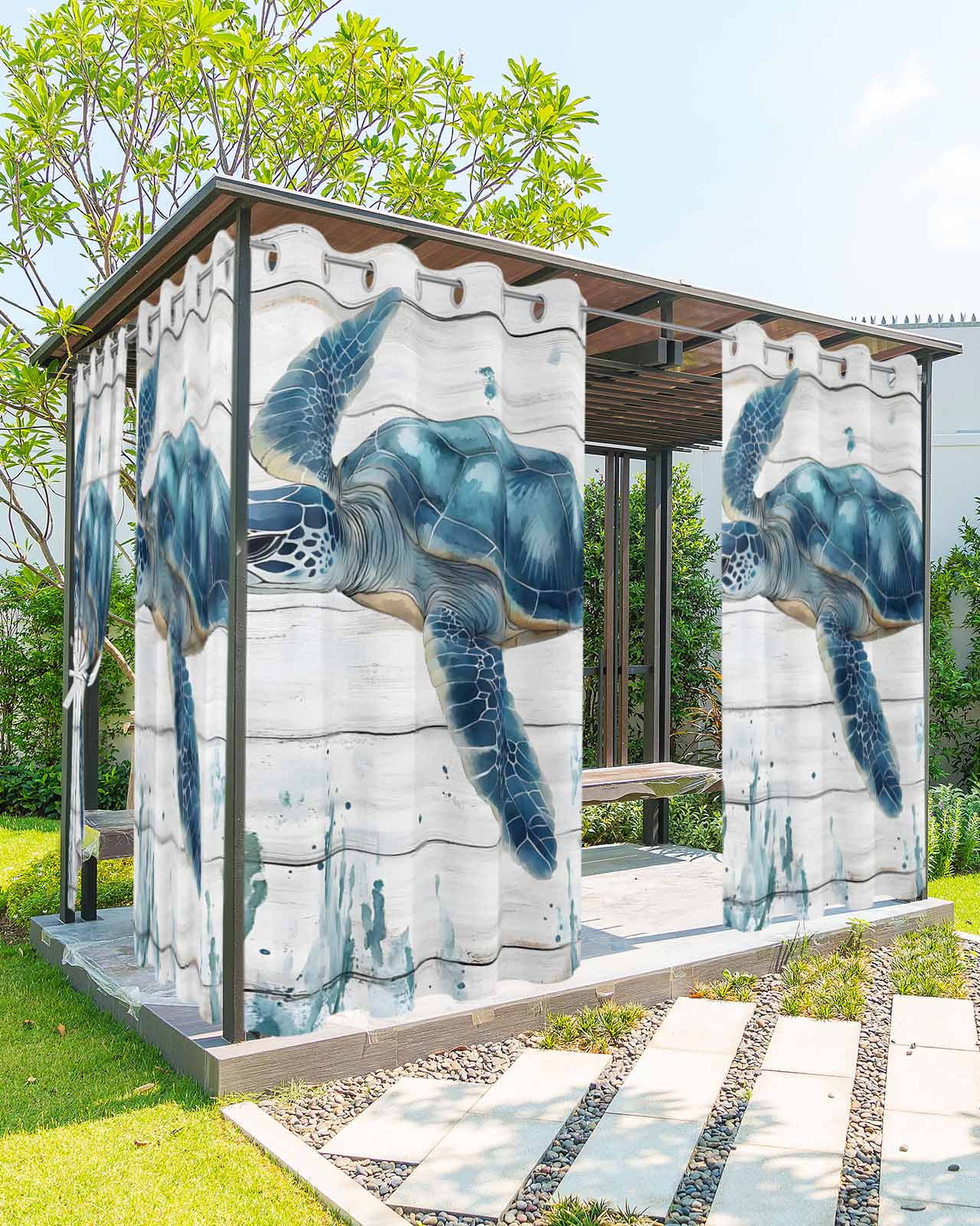 nqOlkjepod Outdoor Curtains for Patio Waterproof, Teal Green Ocean ...