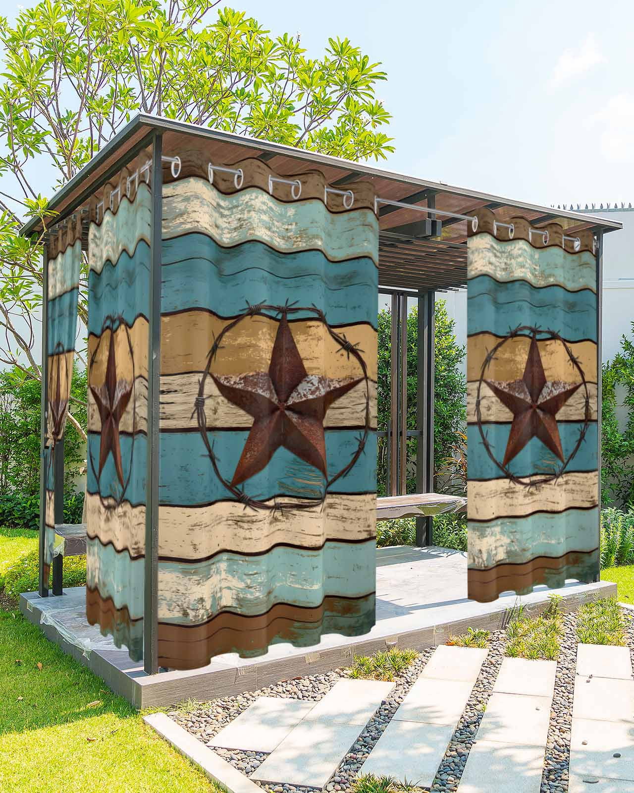nqOlkjepod Outdoor Curtains for Patio Waterproof, Texas Star Outdoor ...