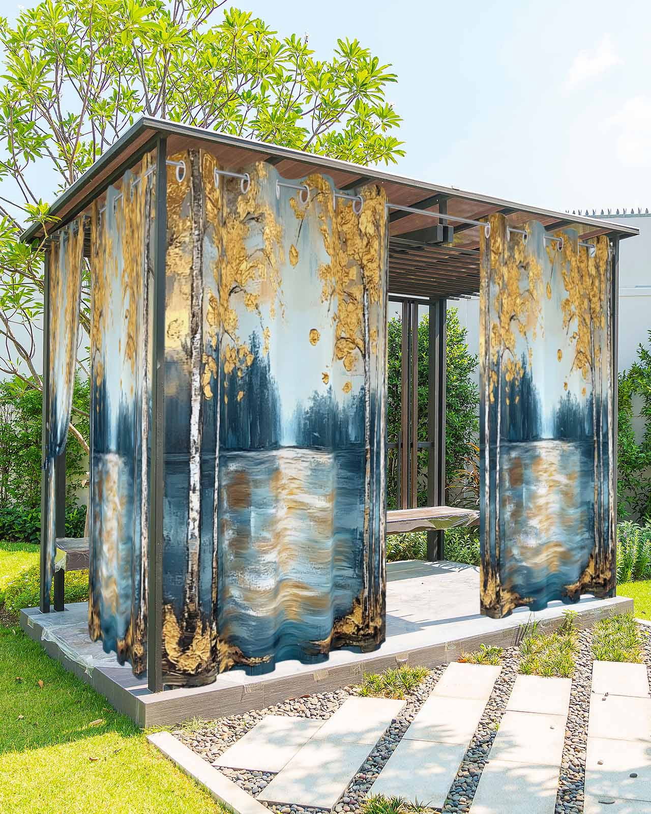nqOlkjepod Outdoor Curtains for Patio Waterproof, Tree Oil Painting ...