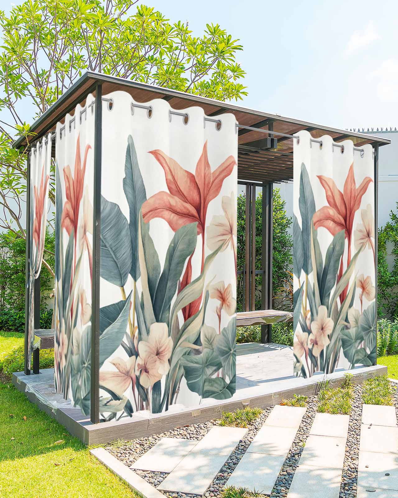 nqOlkjepod Outdoor Curtains for Patio Waterproof, Tropical Leaves ...