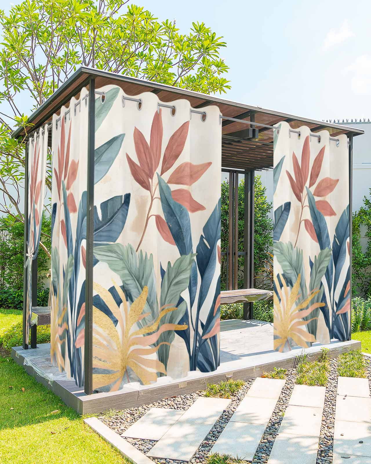 nqOlkjepod Outdoor Curtains for Patio Waterproof, Tropical Leaves ...