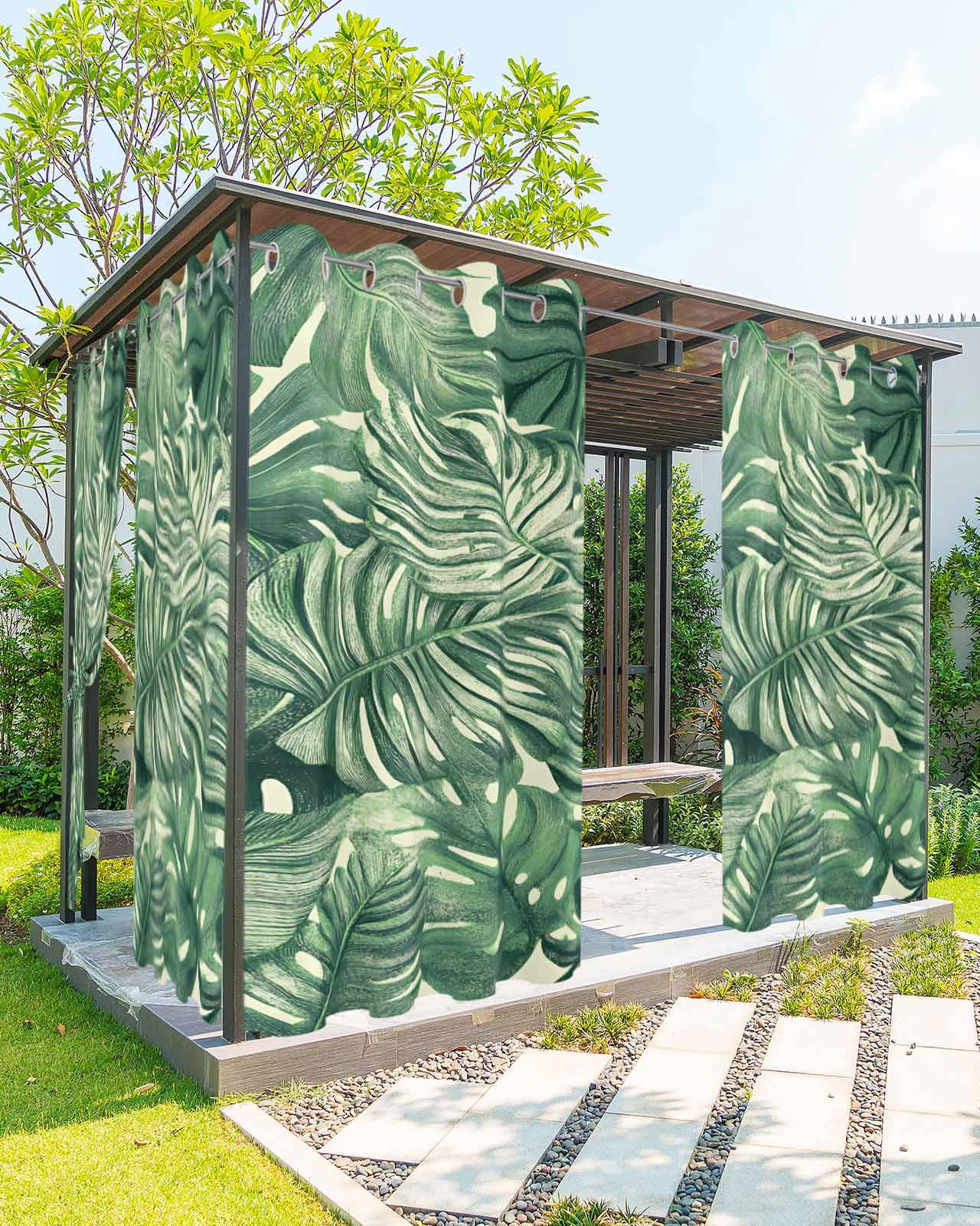 nqOlkjepod Outdoor Curtains for Patio Waterproof, Tropical Leaves ...
