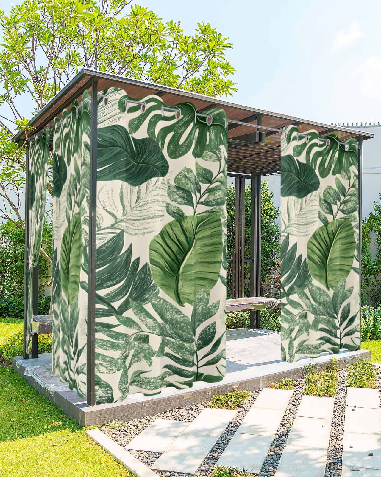 nqOlkjepod Outdoor Curtains for Patio Waterproof, Tropical Leaves ...