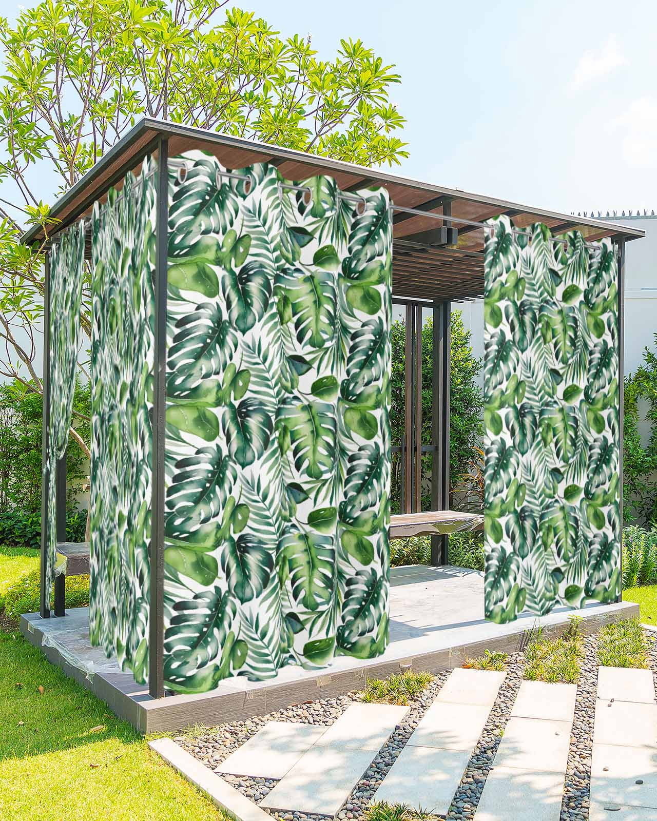 nqOlkjepod Outdoor Curtains for Patio Waterproof, Tropical Palm Leaves ...