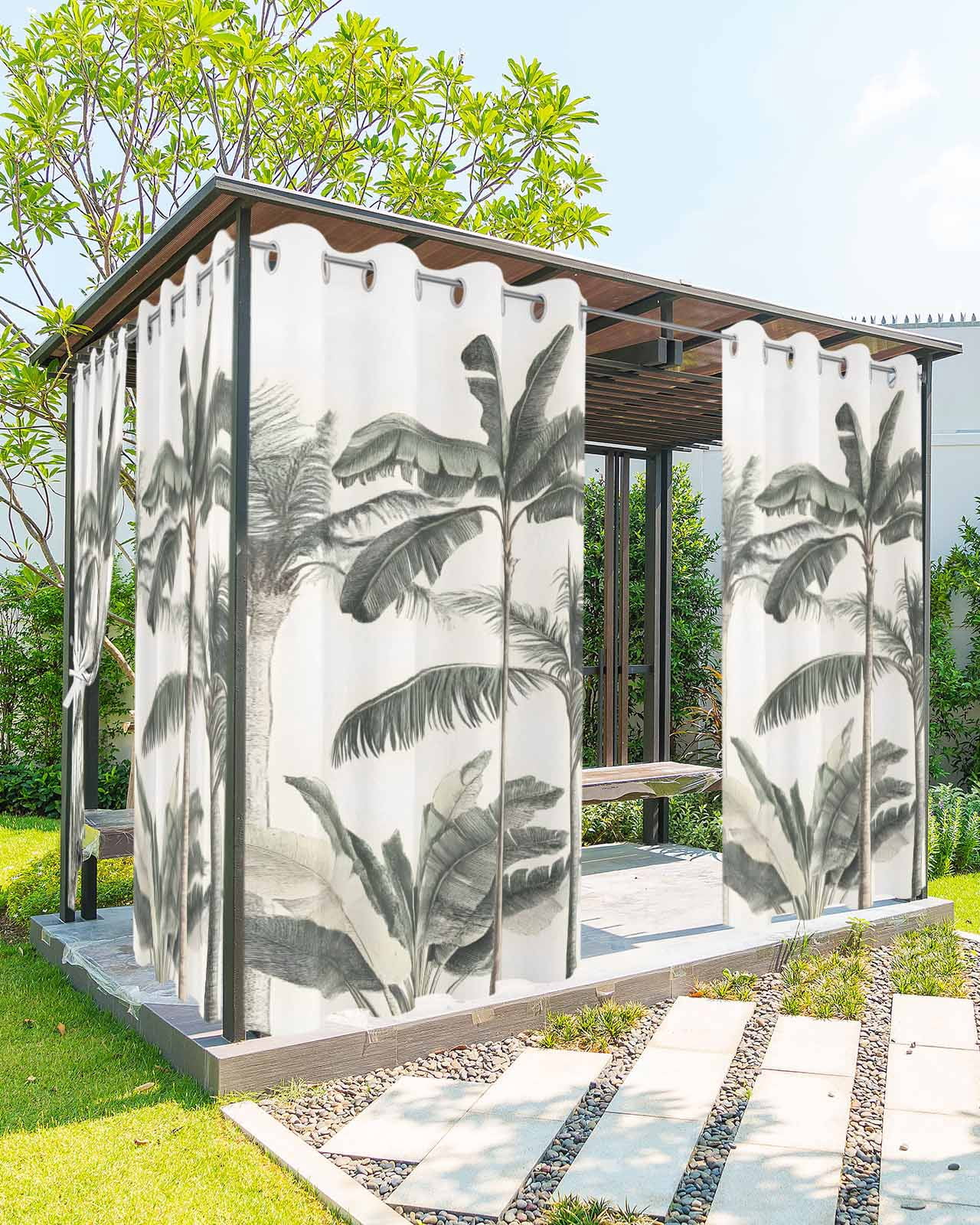 nqOlkjepod Outdoor Curtains for Patio Waterproof, Tropical Palm Tree ...