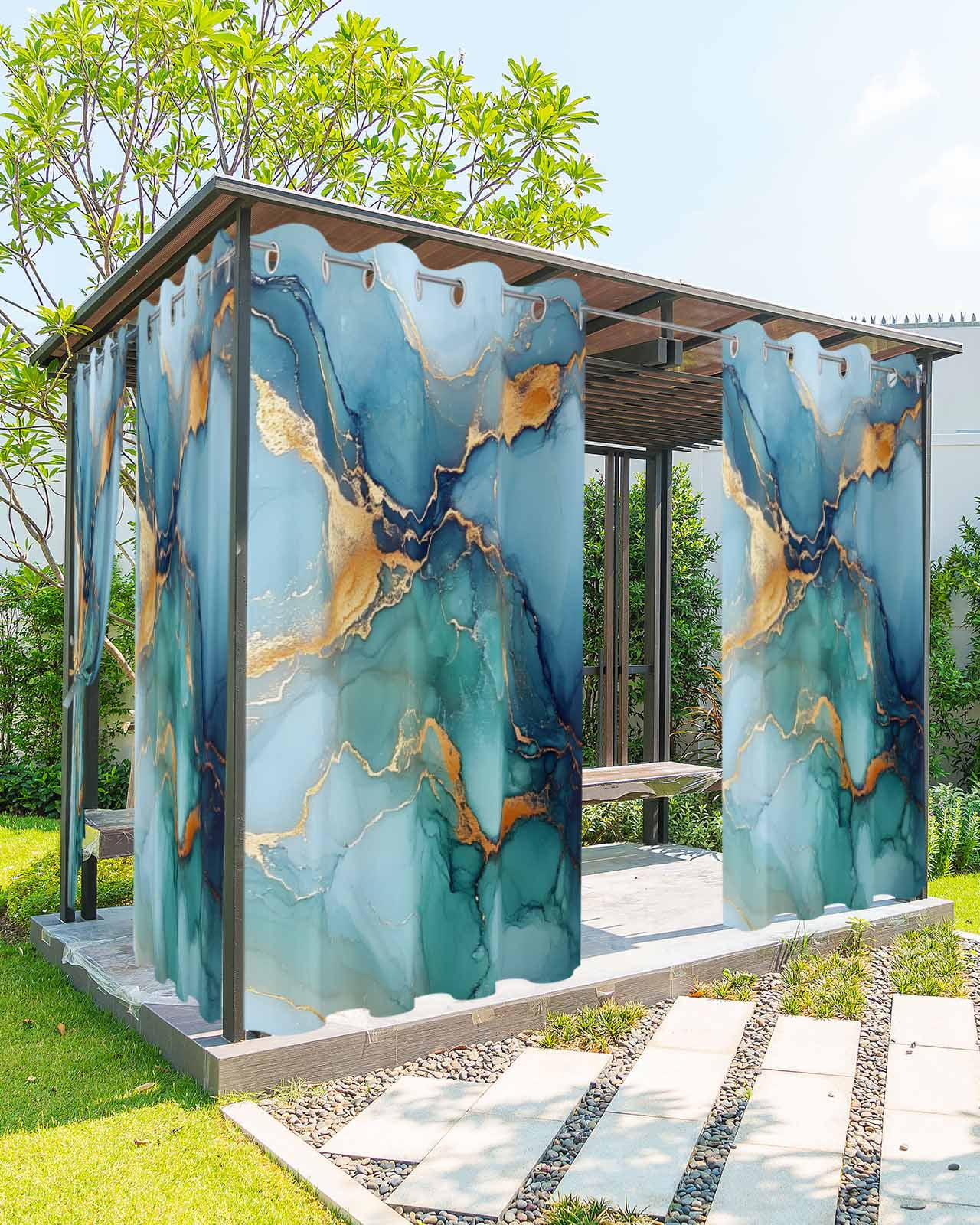 nqOlkjepod Outdoor Curtains for Patio Waterproof, Turquoise Blue ...