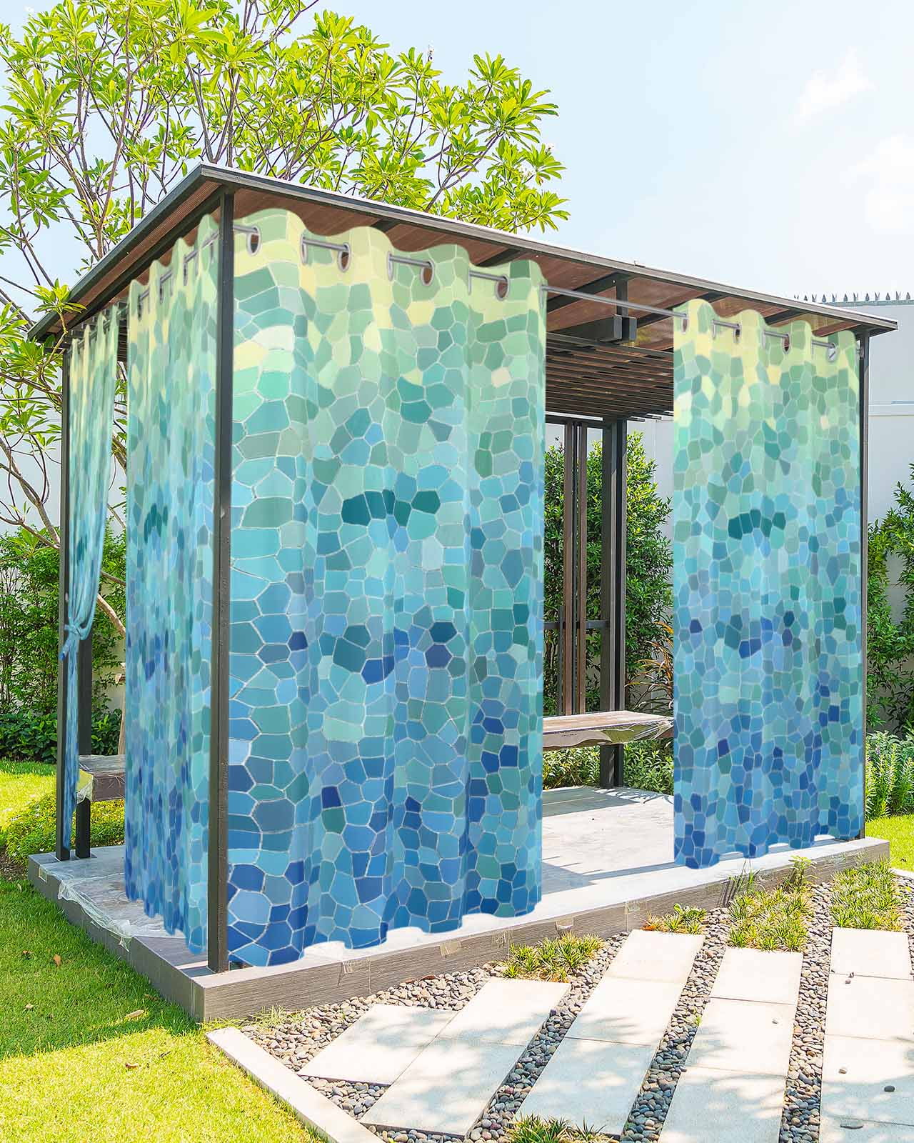 nqOlkjepod Outdoor Curtains for Patio Waterproof, Turquoise Blue Teal ...
