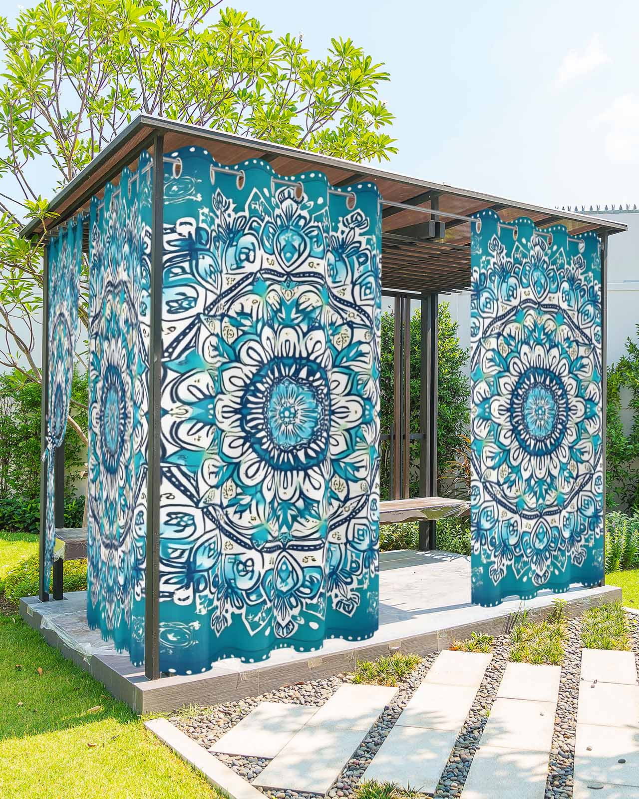 nqOlkjepod Outdoor Curtains for Patio Waterproof, Turquoise Boho ...