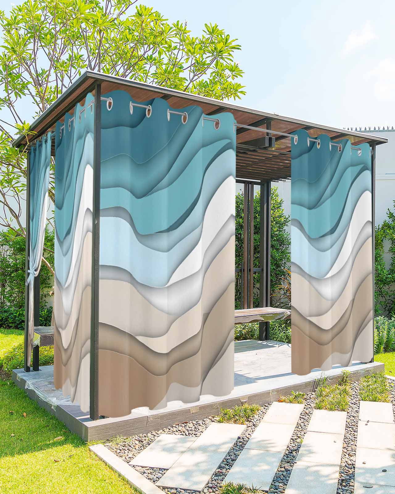 nqOlkjepod Outdoor Curtains for Patio Waterproof, Turquoise Brown ...