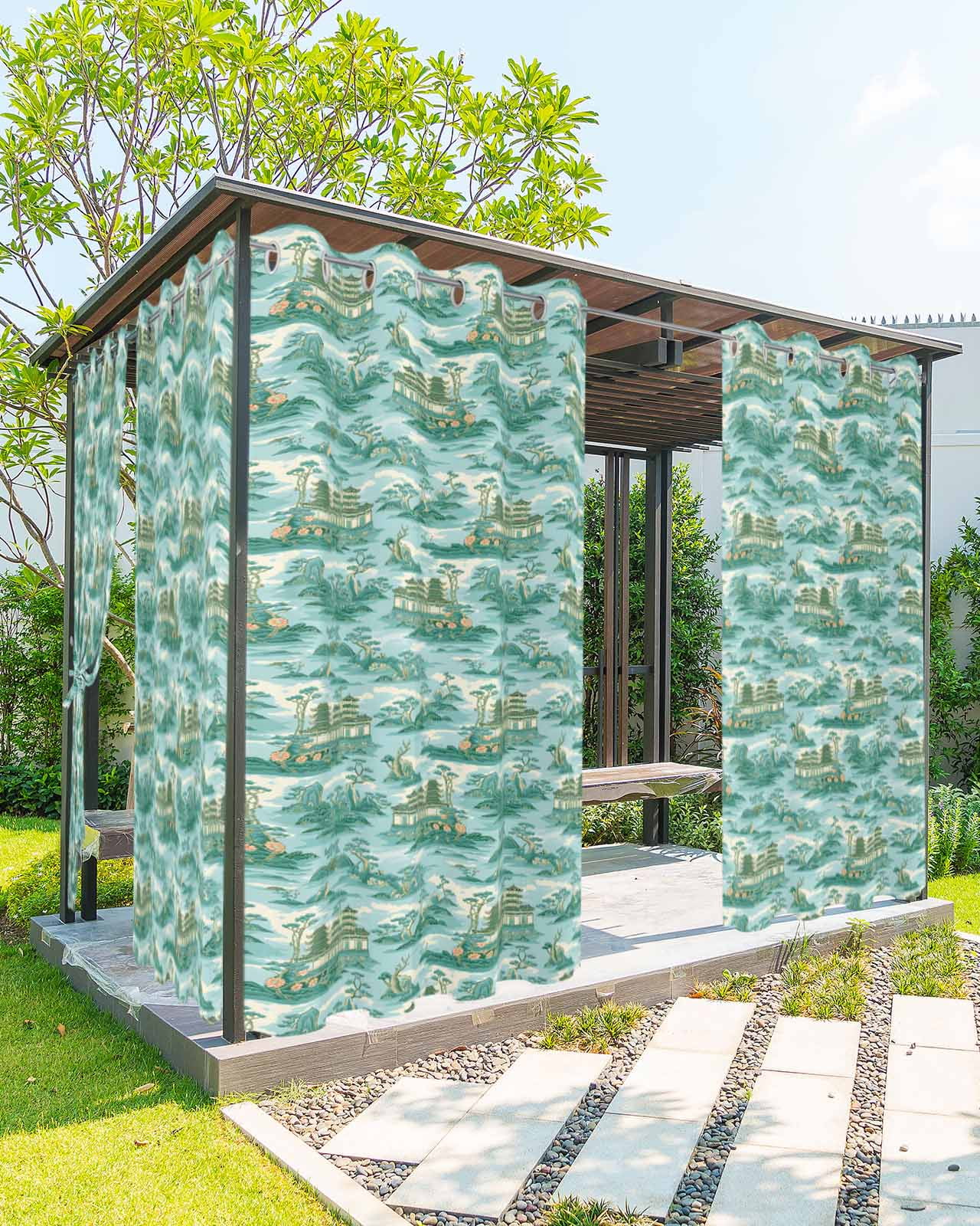 nqOlkjepod Outdoor Curtains for Patio Waterproof, Turquoise Garden ...