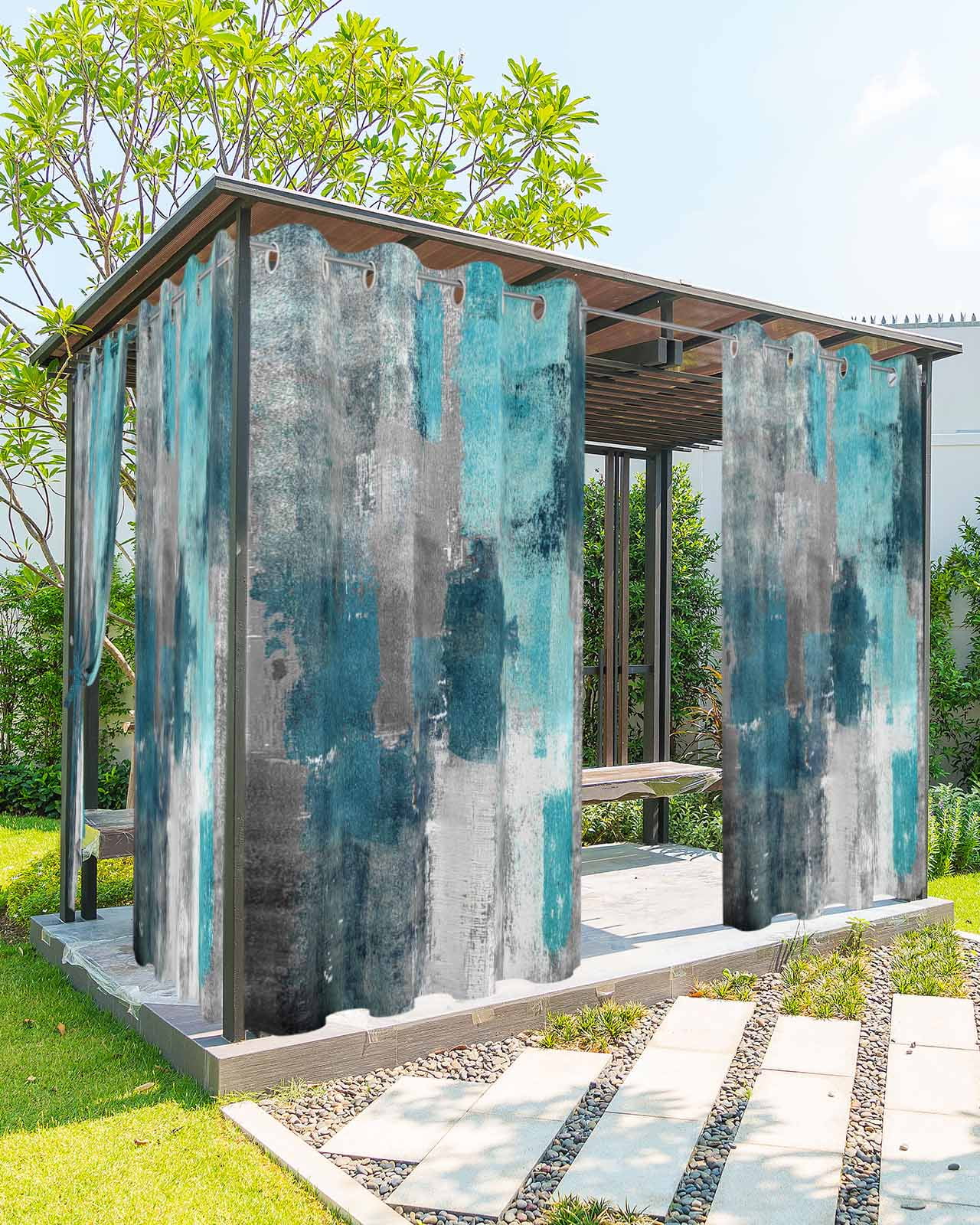 nqOlkjepod Outdoor Curtains for Patio Waterproof, Turquoise Grey ...