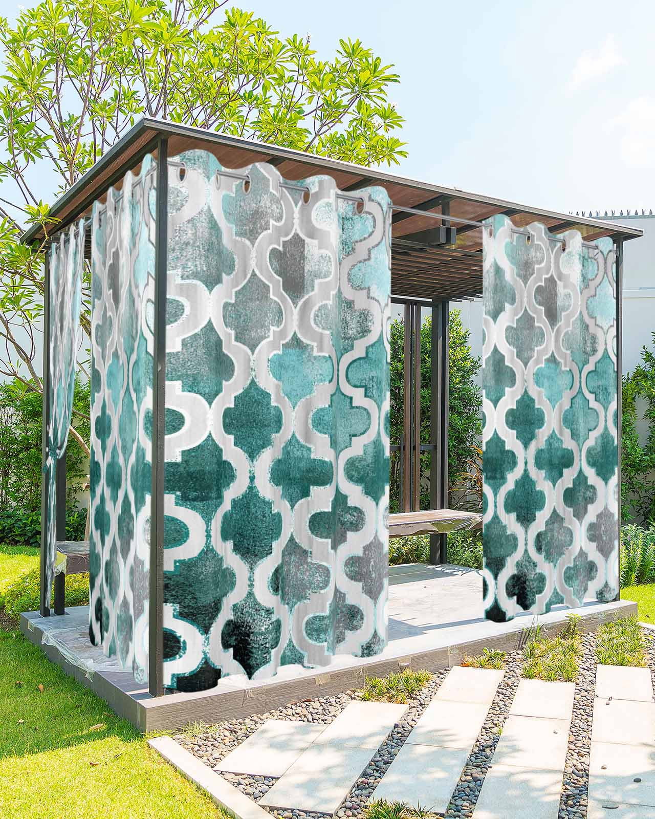nqOlkjepod Outdoor Curtains for Patio Waterproof, Turquoise Morocco ...