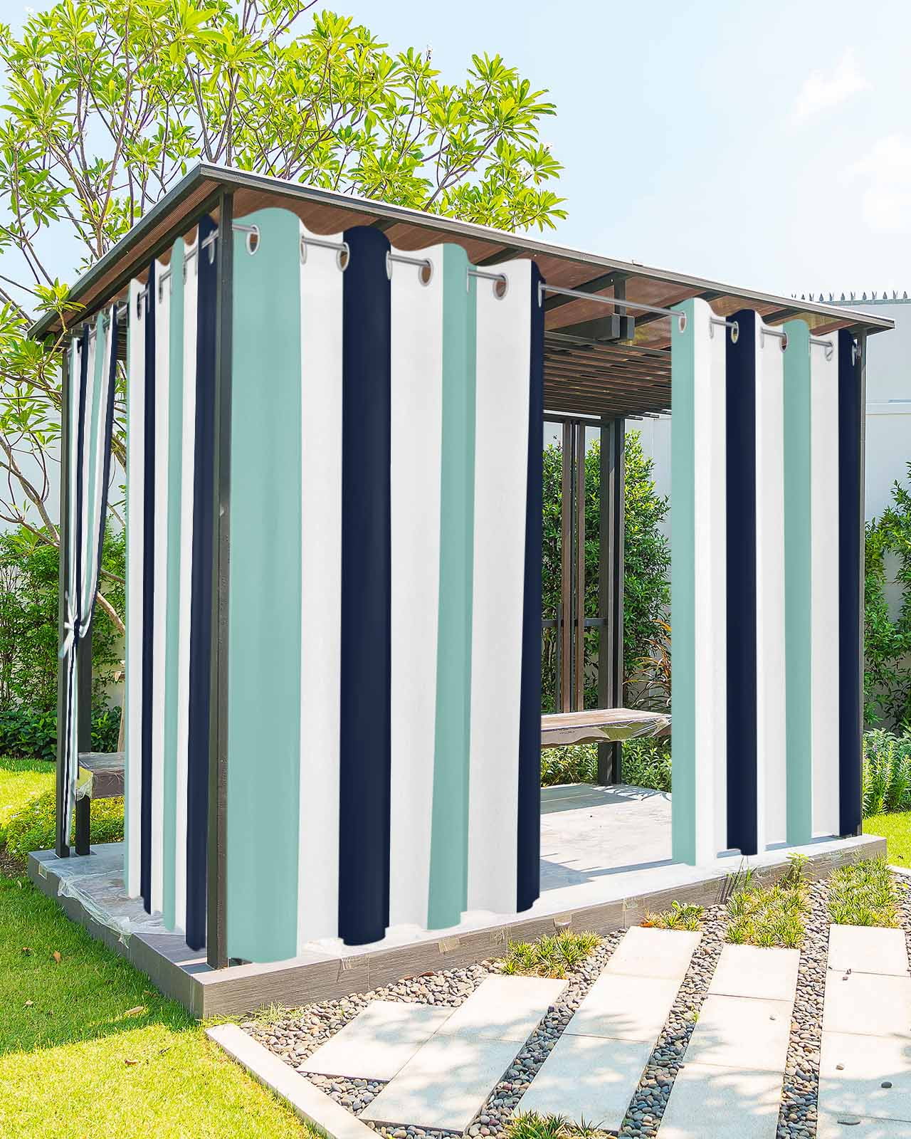 nqOlkjepod Outdoor Curtains for Patio Waterproof, Turquoise Navy Blue ...