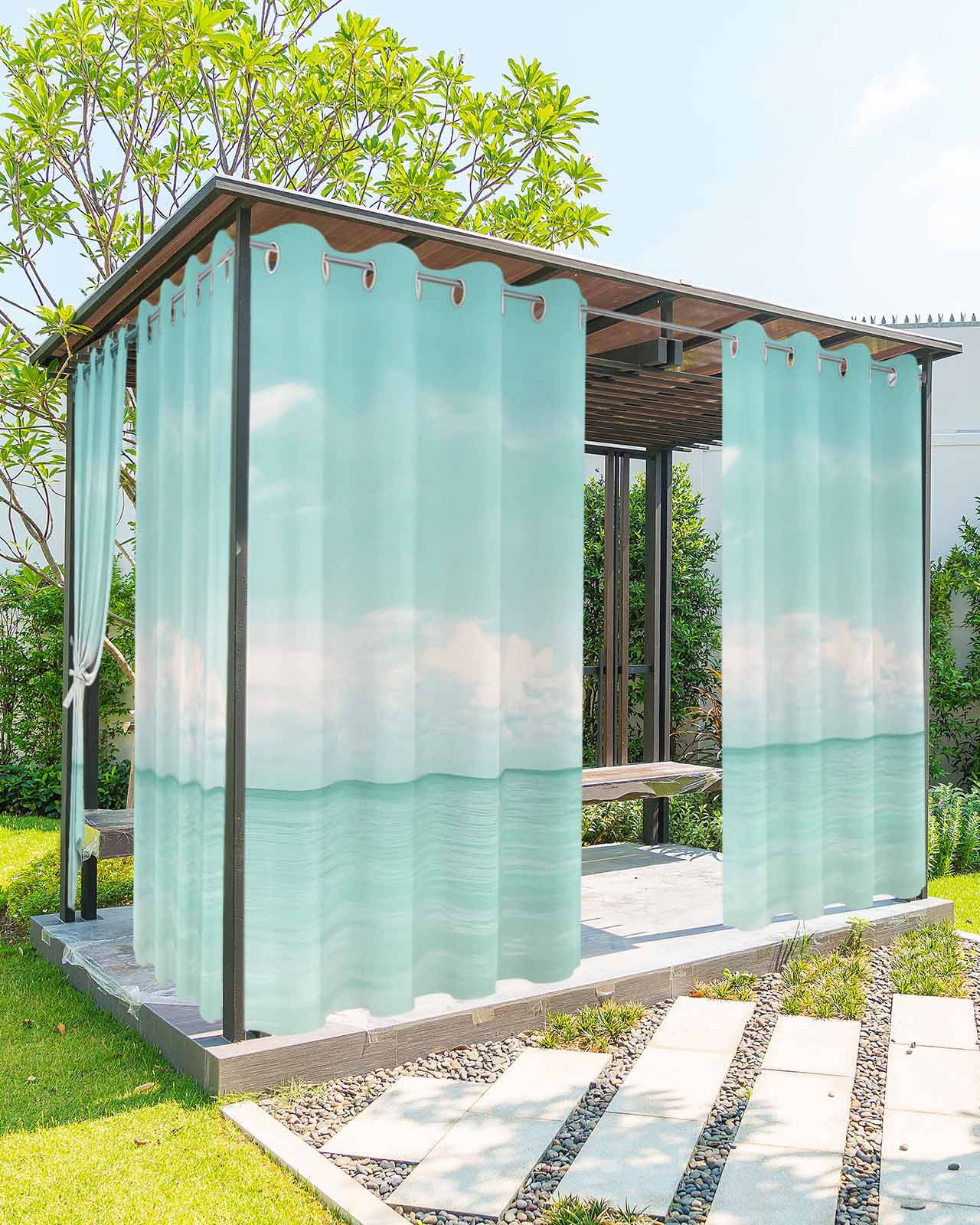 nqOlkjepod Outdoor Curtains for Patio Waterproof, Turquoise Ocean ...