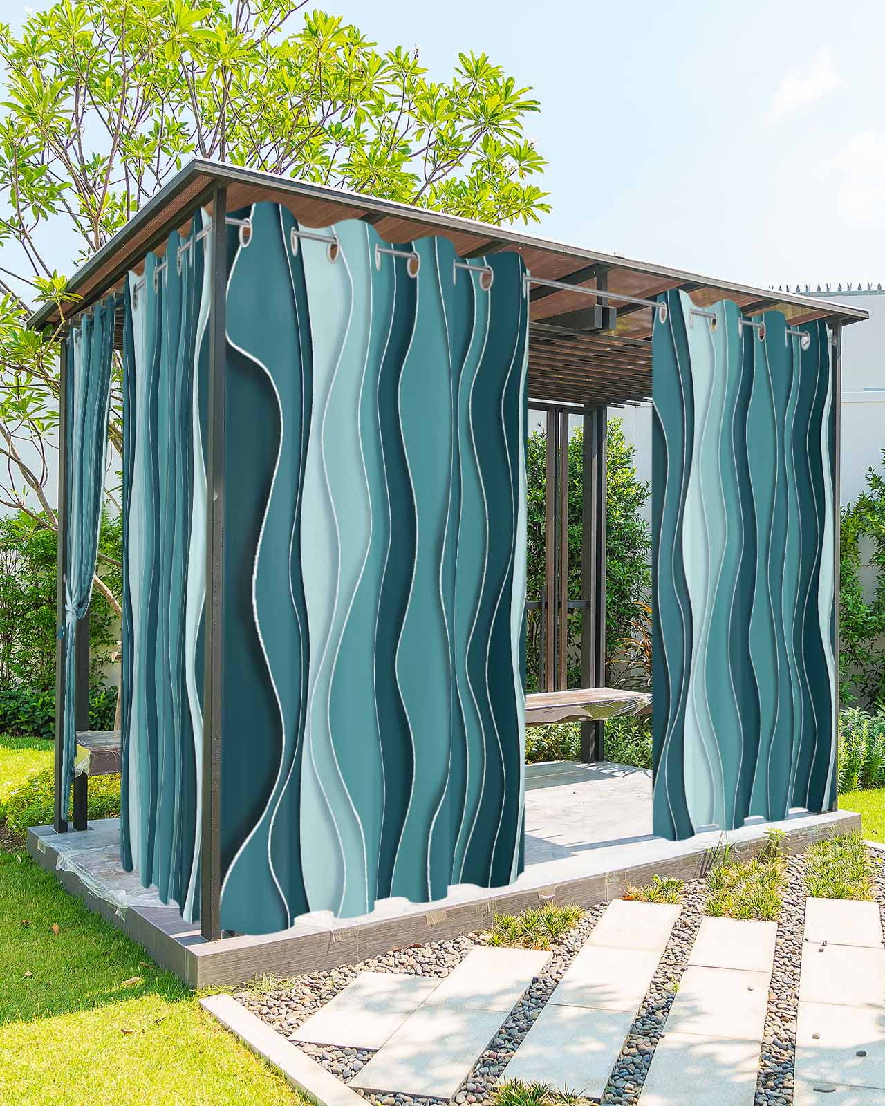 nqOlkjepod Outdoor Curtains for Patio Waterproof, Turquoise Ombre ...