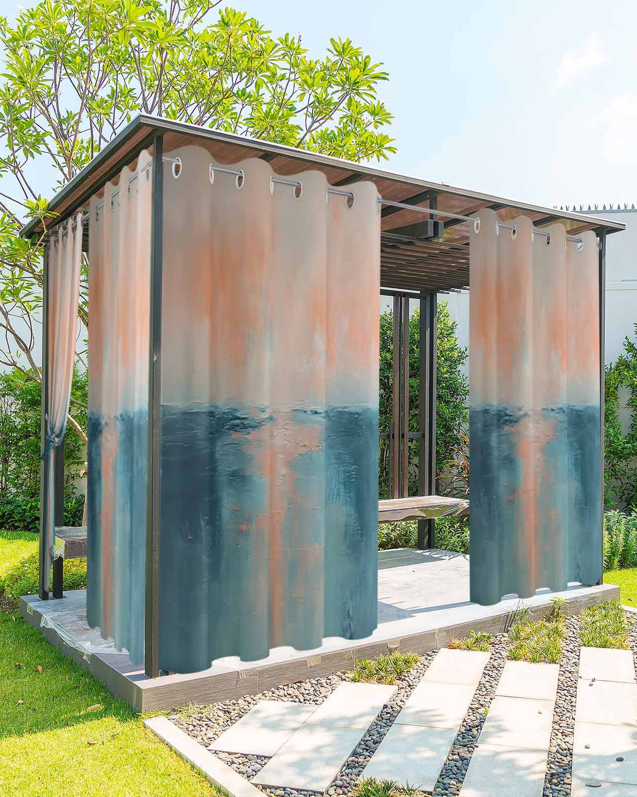nqOlkjepod Outdoor Curtains for Patio Waterproof, Turquoise Pink Ombre ...