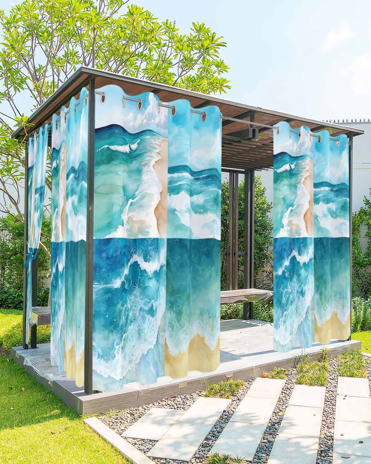 nqOlkjepod Outdoor Curtains for Patio Waterproof, Turquoise Summer ...