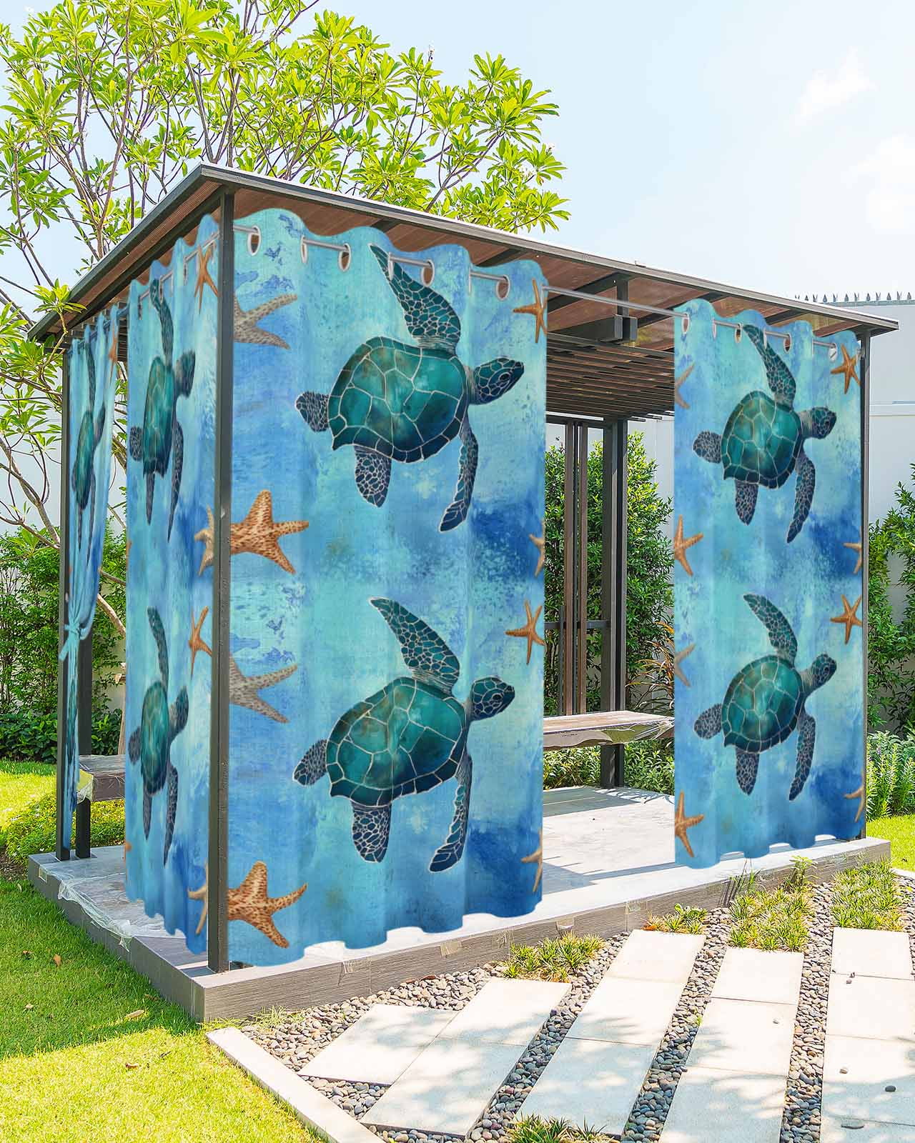 nqOlkjepod Outdoor Curtains for Patio Waterproof, Turtle Outdoor ...