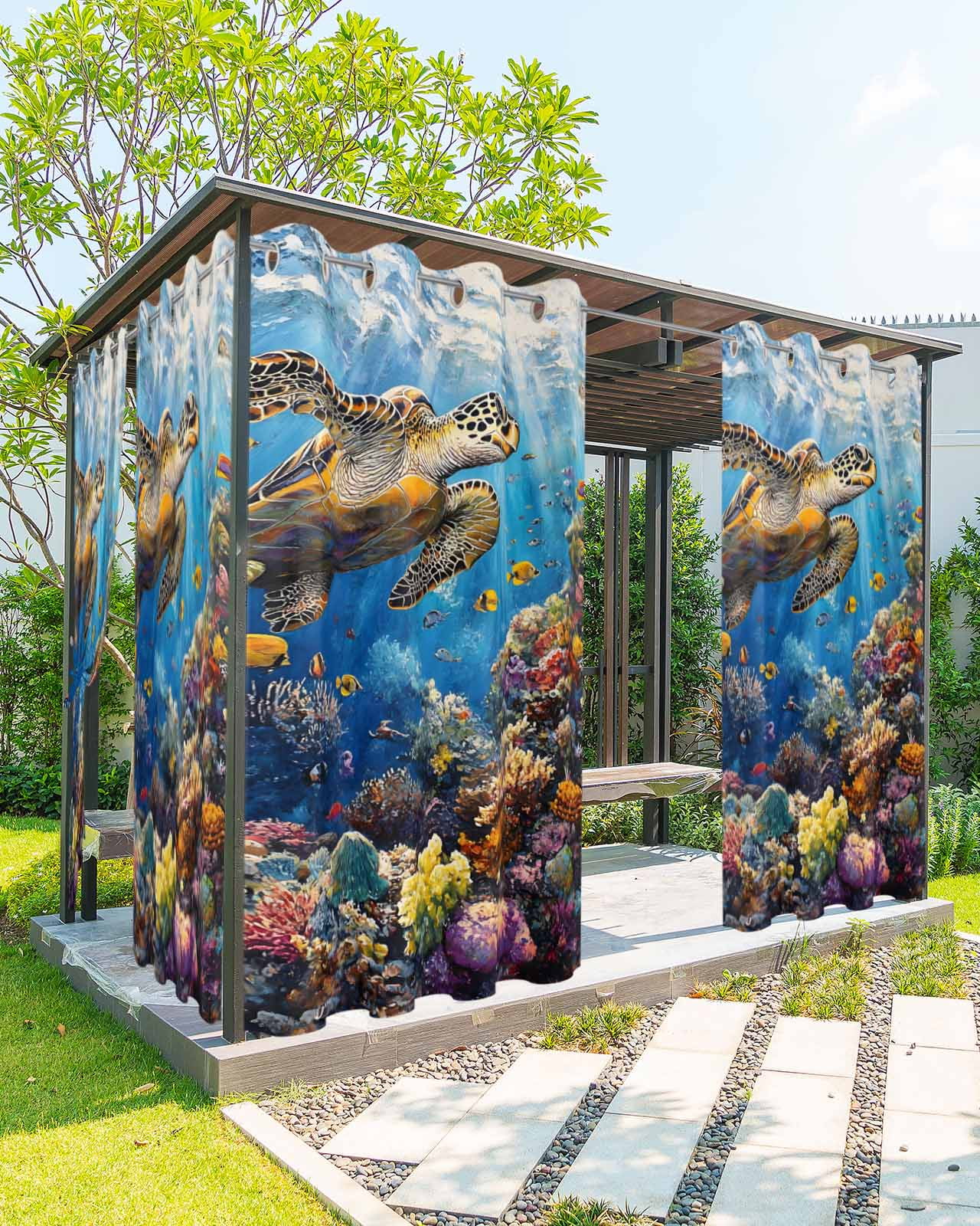 nqOlkjepod Outdoor Curtains for Patio Waterproof, Turtle Outdoor ...
