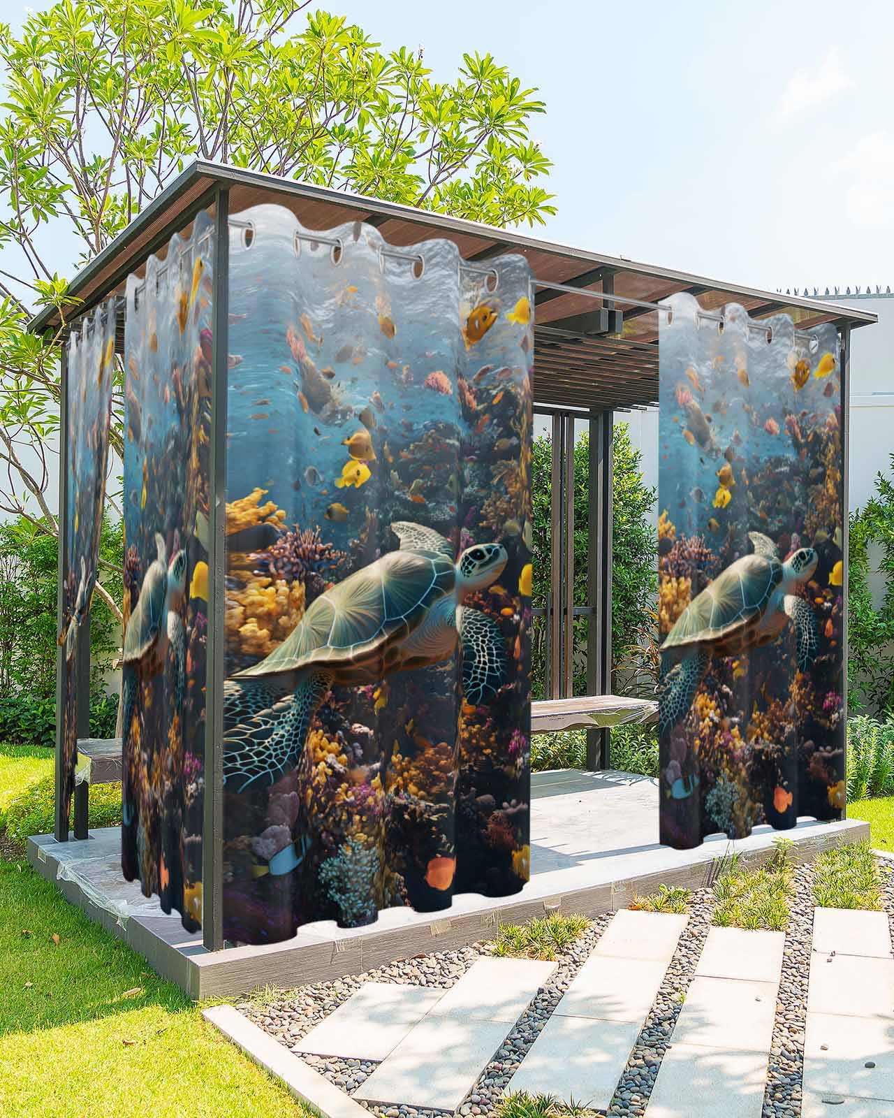 nqOlkjepod Outdoor Curtains for Patio Waterproof, Turtle Outdoor ...