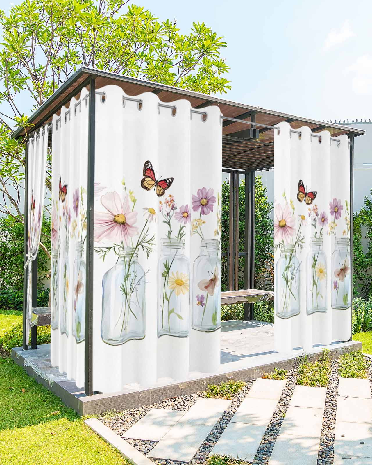 nqOlkjepod Outdoor Curtains for Patio Waterproof, Vibrant Floral and ...