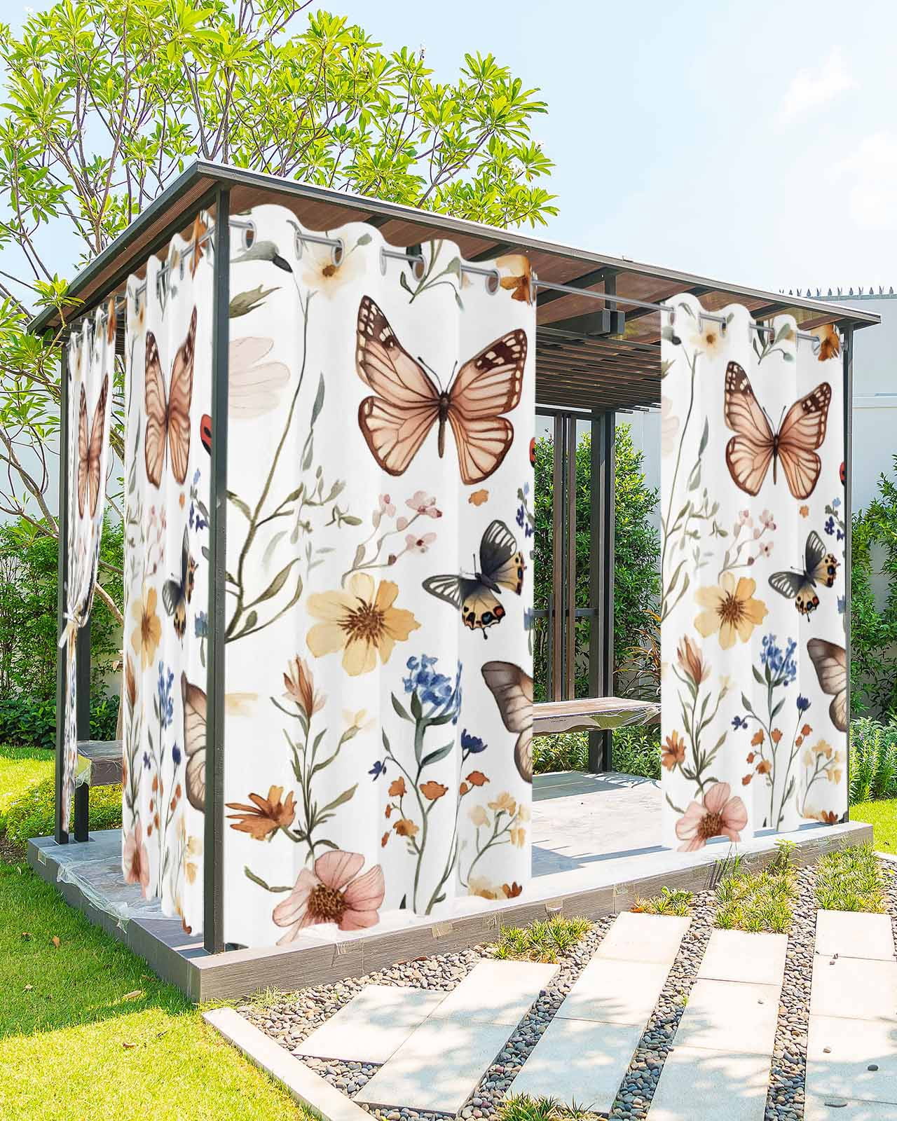 nqOlkjepod Outdoor Curtains for Patio Waterproof, Vintage Butterfly ...