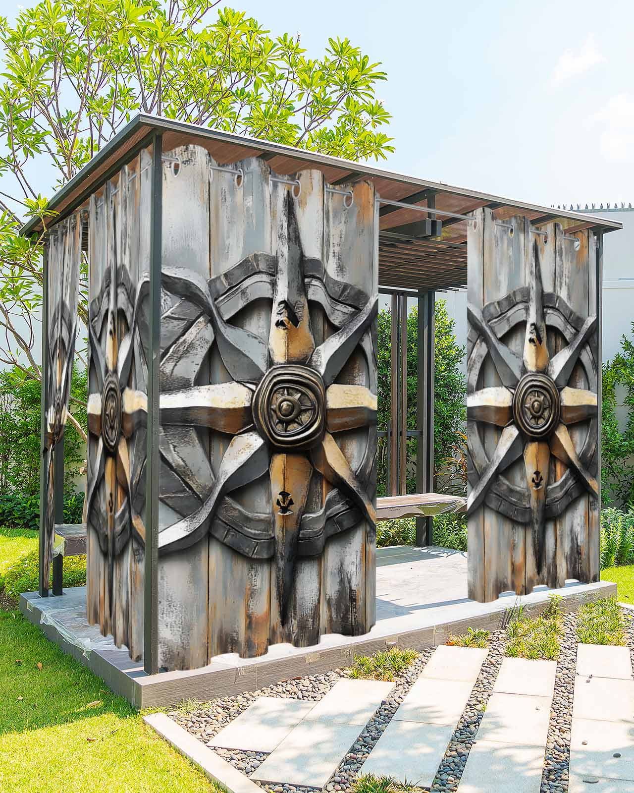 nqOlkjepod Outdoor Curtains for Patio Waterproof, Vintage Coastal Outdoor Privacy Panels Grommet ...