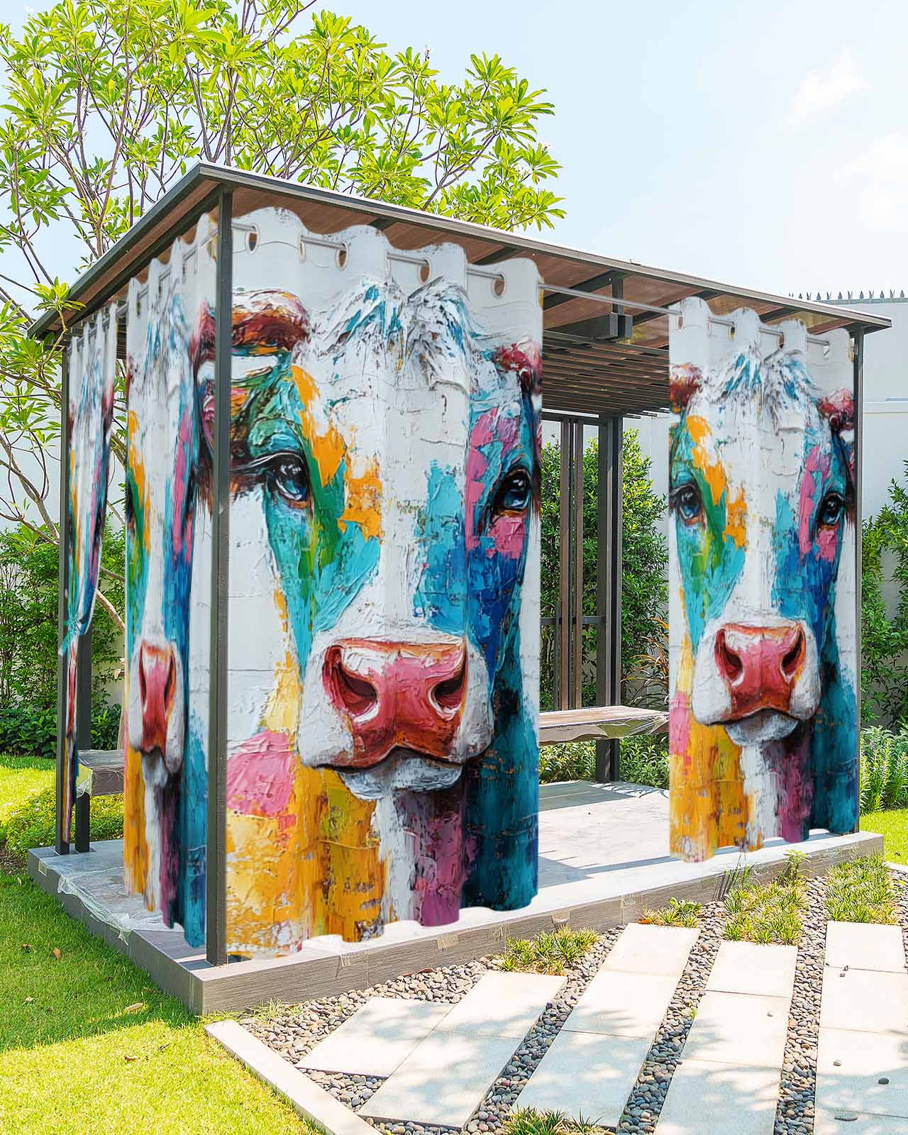 nqOlkjepod Outdoor Curtains for Patio Waterproof, Vintage Cow Outdoor ...