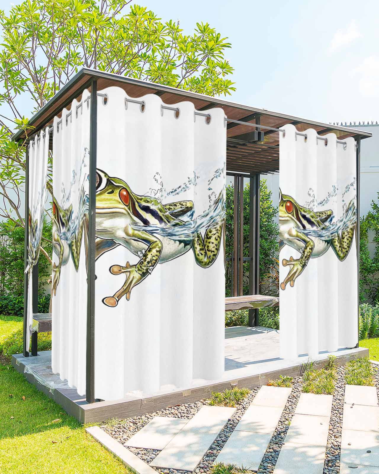 nqOlkjepod Outdoor Curtains for Patio Waterproof, Vintage Frog Outdoor ...