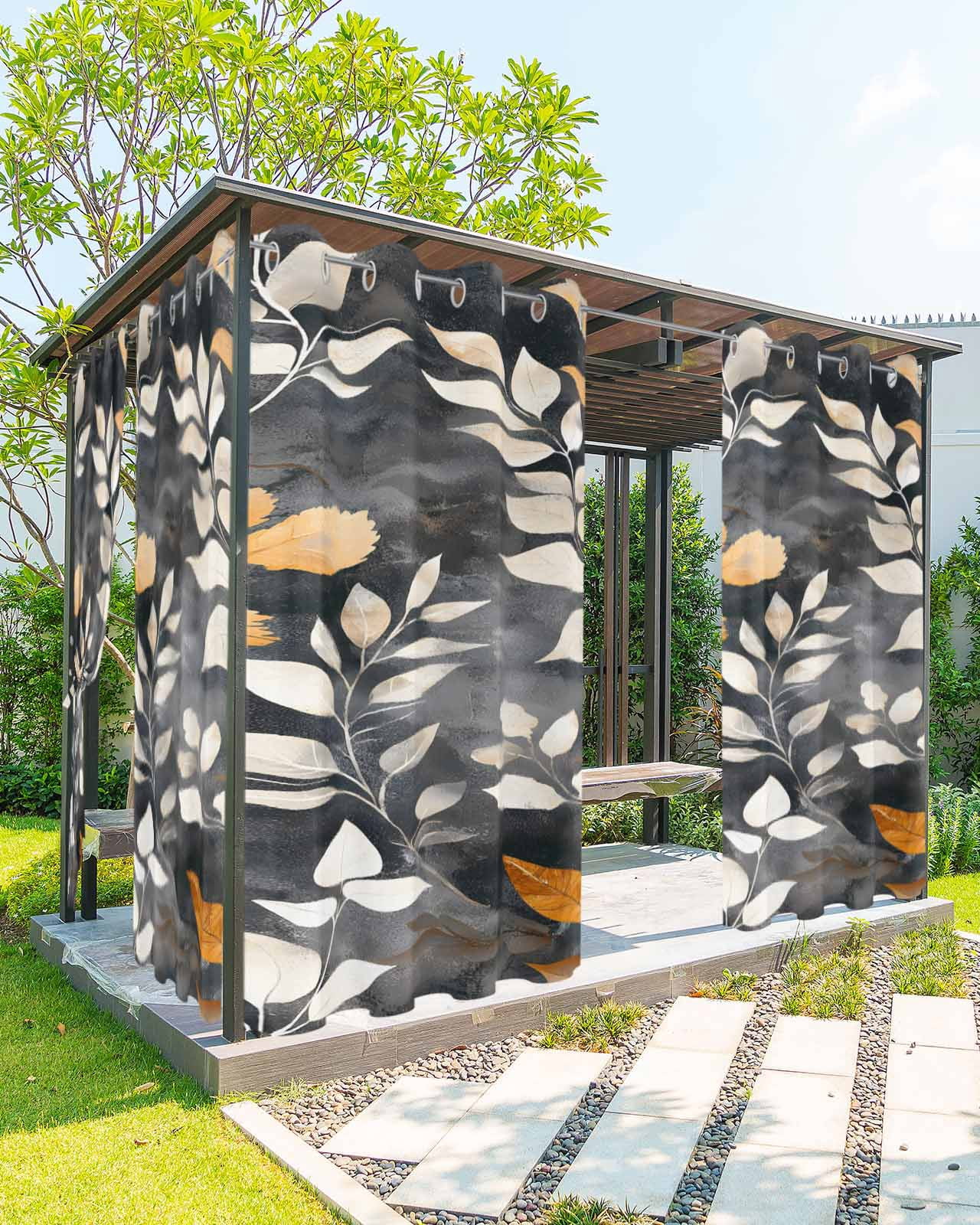 nqOlkjepod Outdoor Curtains for Patio Waterproof, Vintage Leaves ...