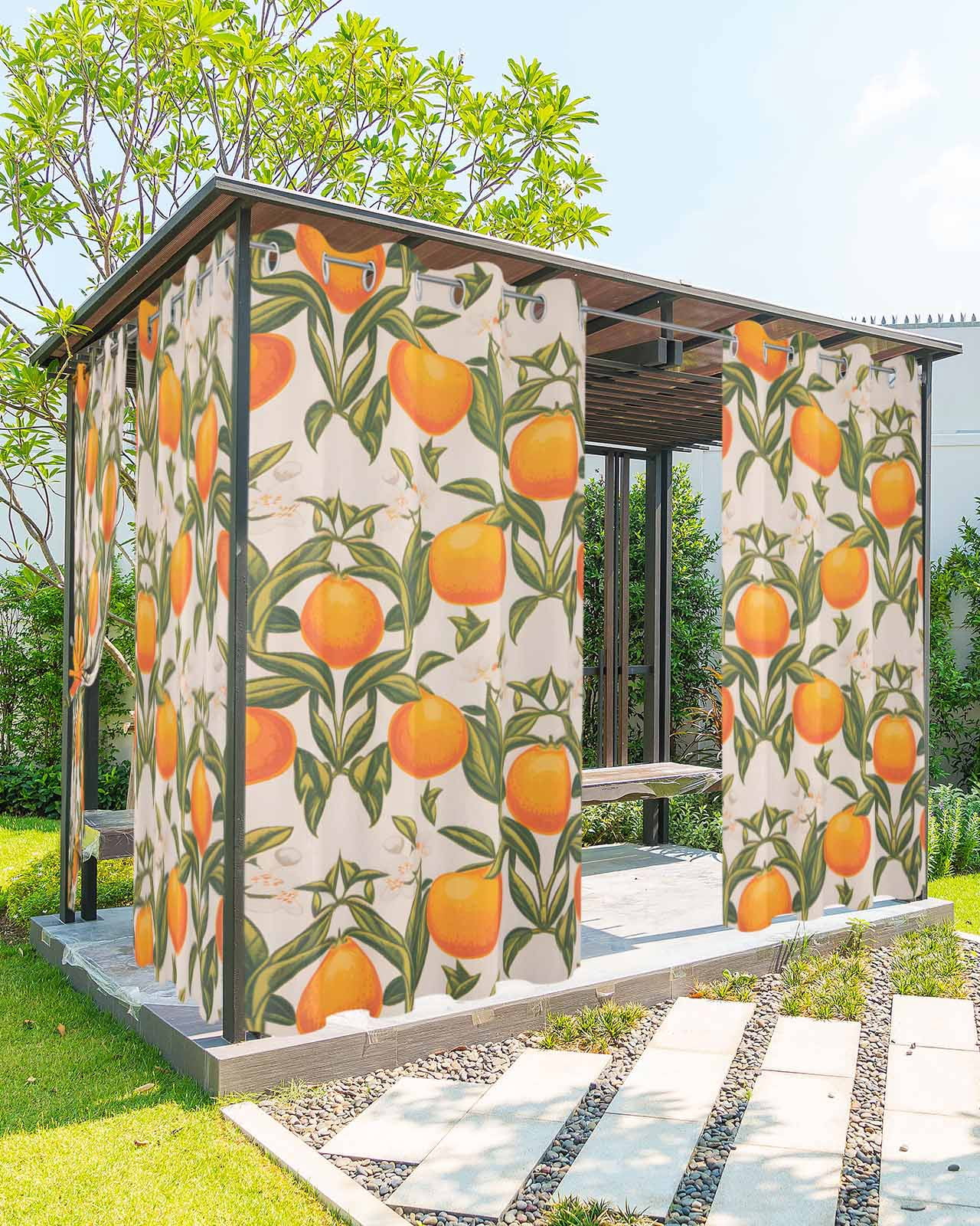 nqOlkjepod Outdoor Curtains for Patio Waterproof, Vintage Orange ...