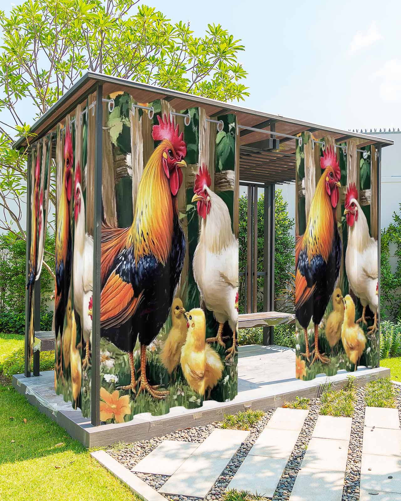 nqOlkjepod Outdoor Curtains for Patio Waterproof, Vintage Rooster ...