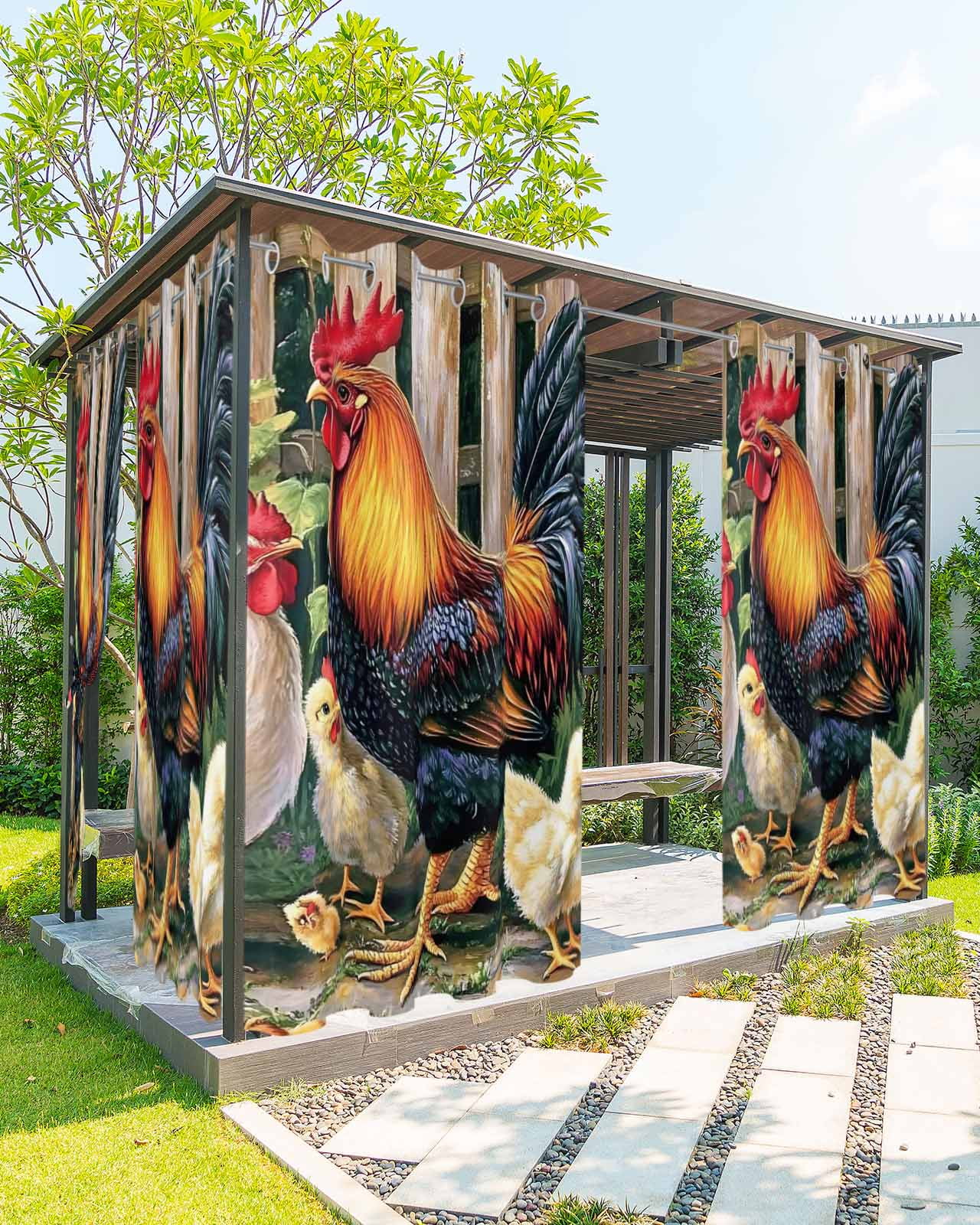 nqOlkjepod Outdoor Curtains for Patio Waterproof, Vintage Rooster ...