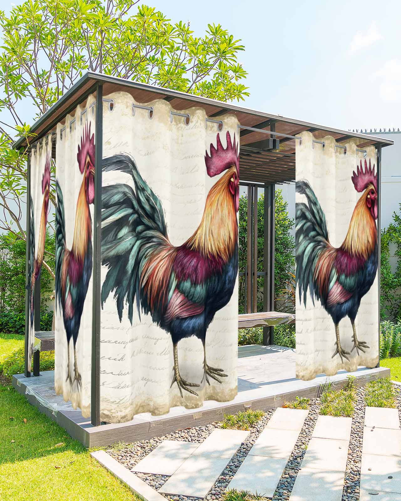 nqOlkjepod Outdoor Curtains for Patio Waterproof, Vintage Rooster ...