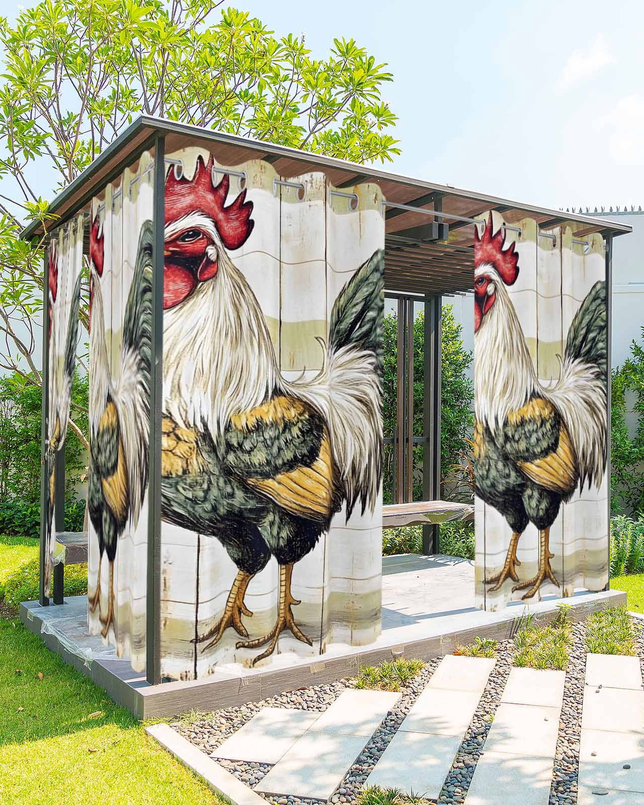 nqOlkjepod Outdoor Curtains for Patio Waterproof, Vintage Rooster ...